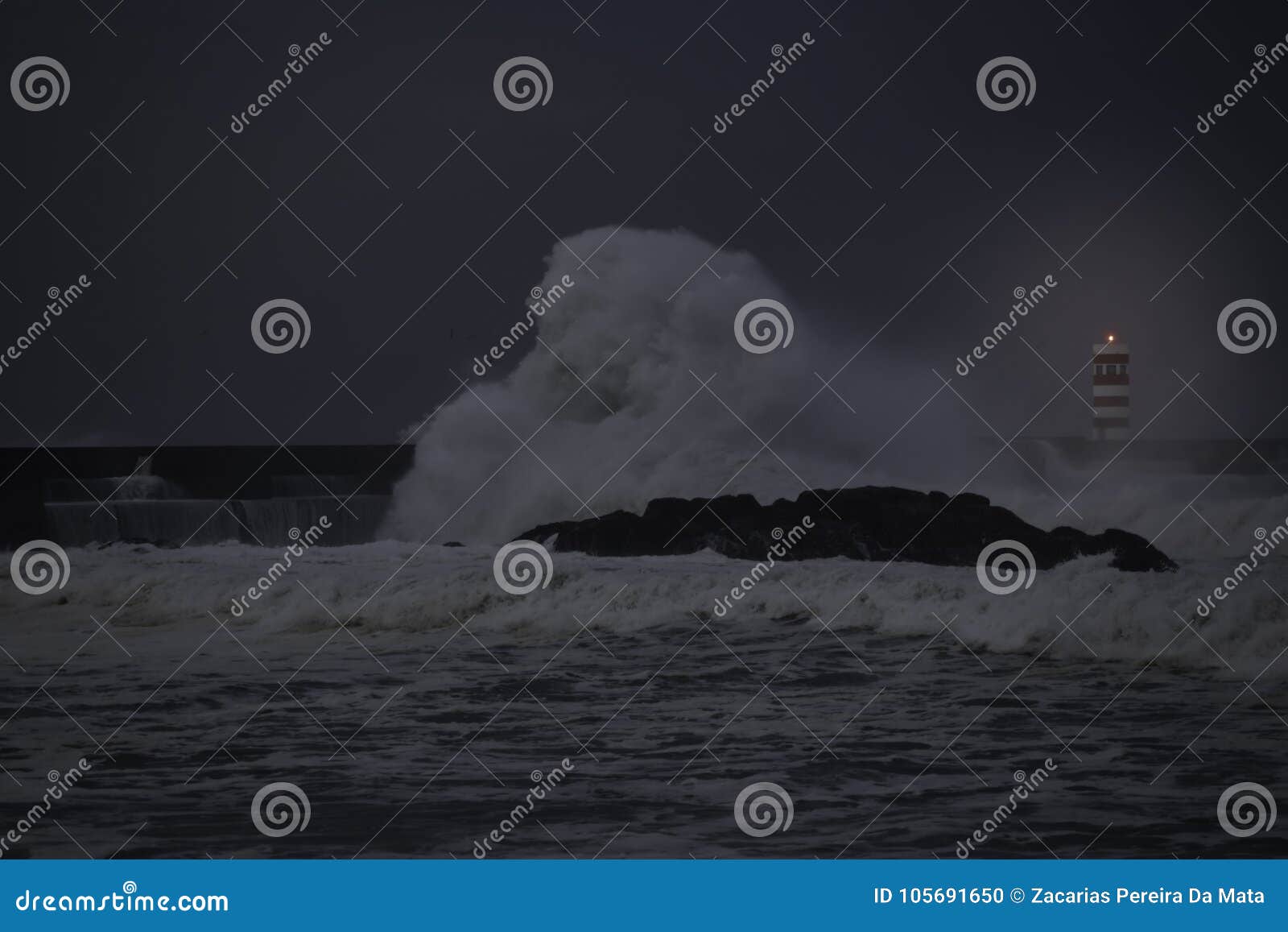 Night Storm in the Lighthouse Stock Photo - Image of ocean, danger ...