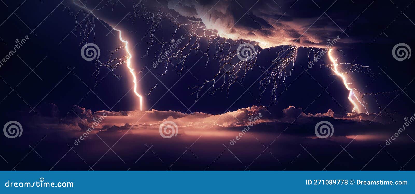 Night Storm and Lightning in the Clouds. Digital Art. Stock ...
