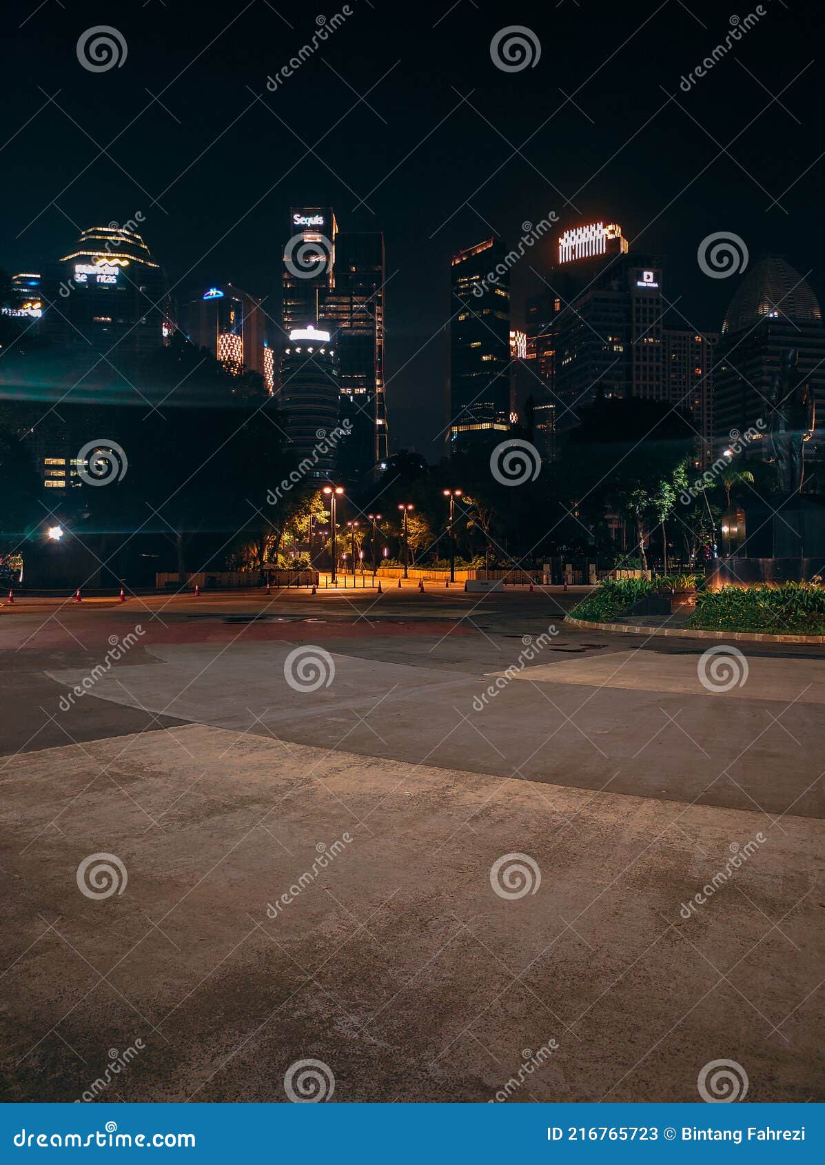 Night Street Building with View and the Lamp Stock Image - Image of ...