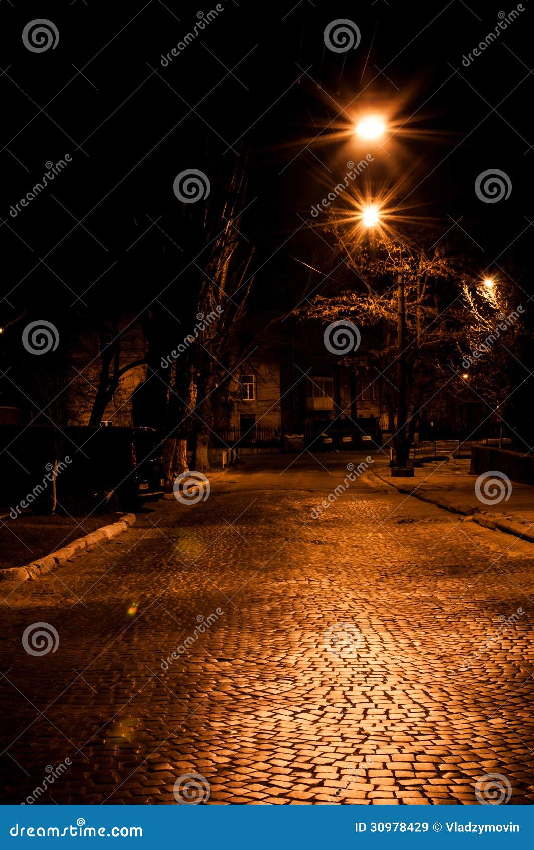 Night street stock image. Image of pavement, illumination - 30978429
