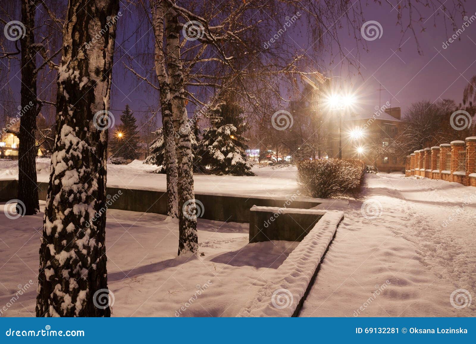 Night street with snow stock image. Image of cerkov, historical - 69132281