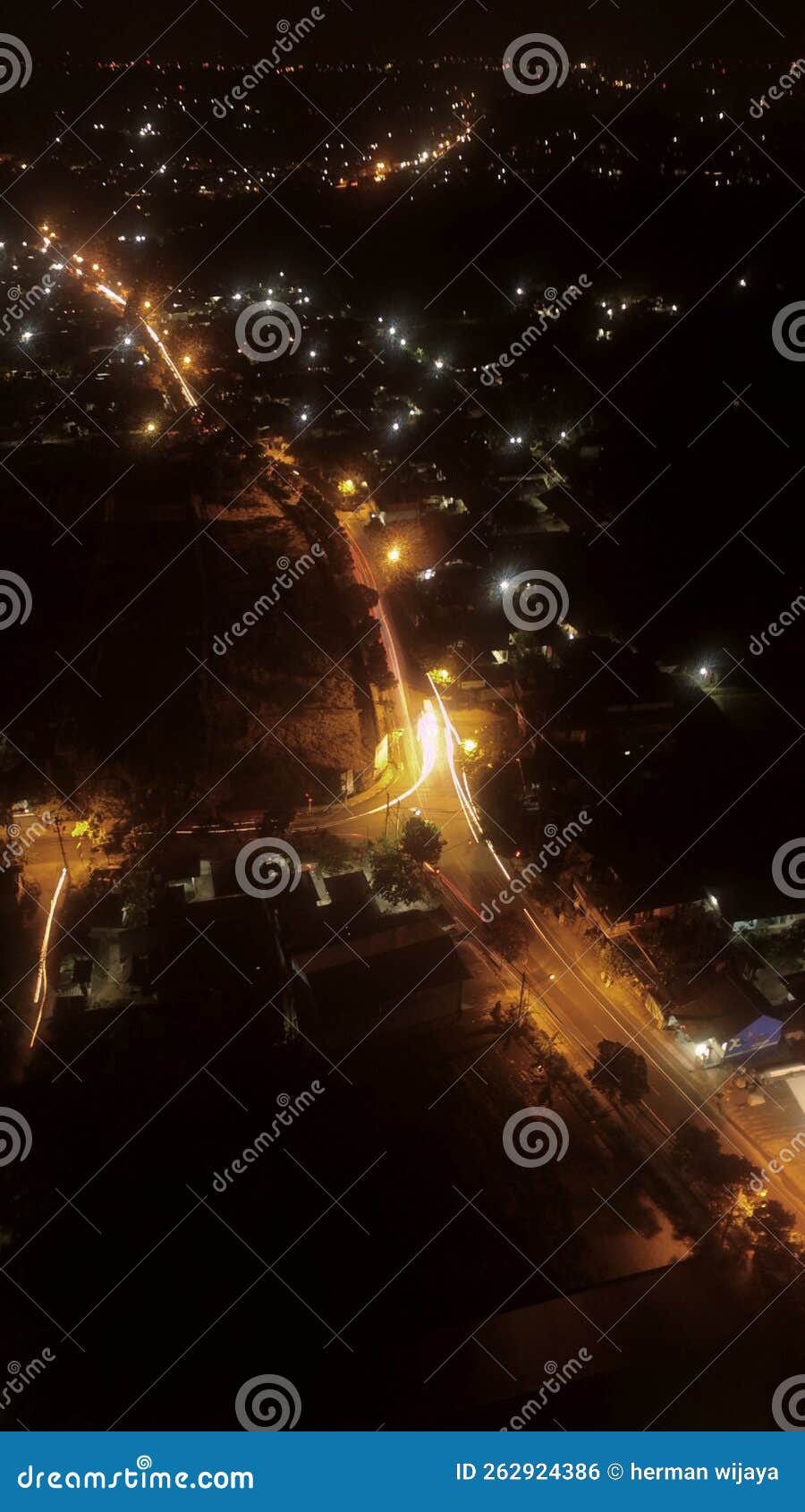 Night Street View with Flying Drone Stock Photo - Image of view, flying ...