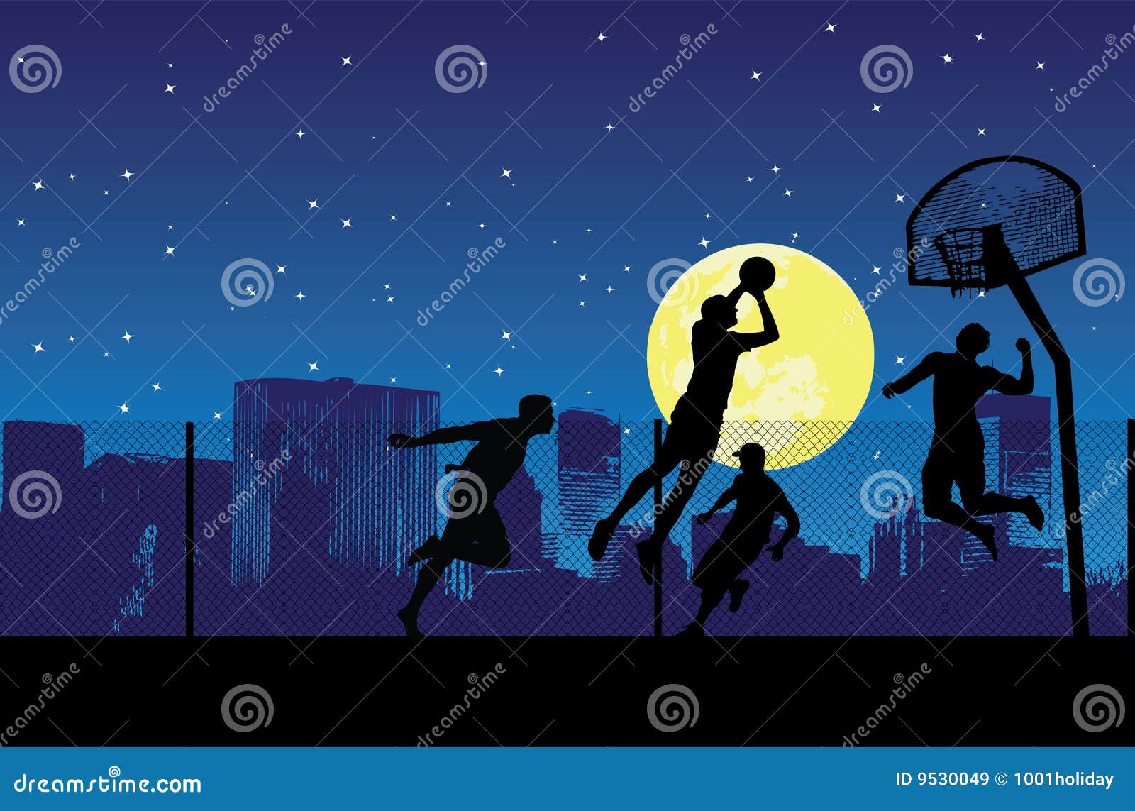 The night of streetball stock vector. Illustration of person - 9530049