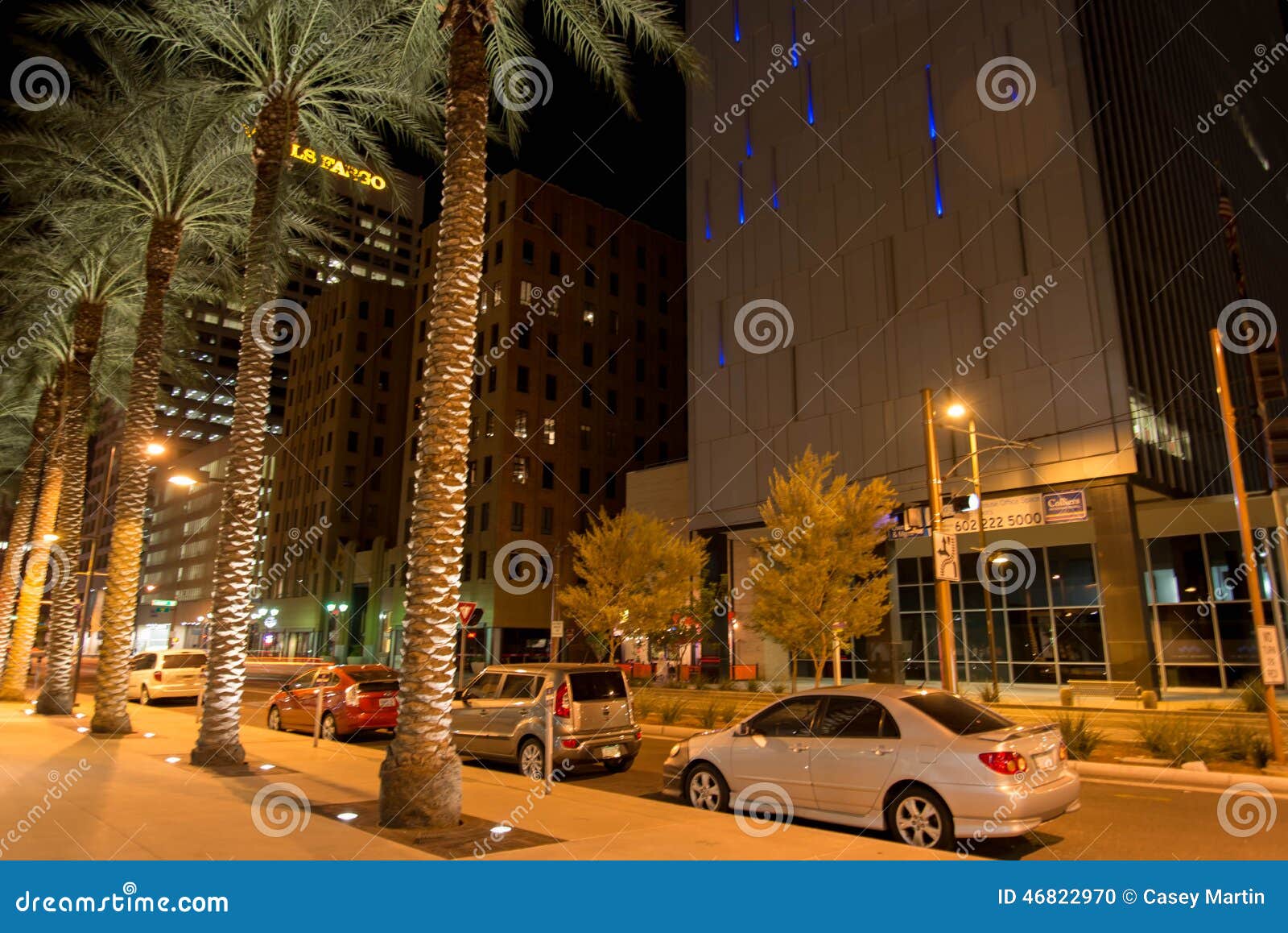 Night Streetscape in Downtown Phoenix, AZ Editorial Image - Image of ...