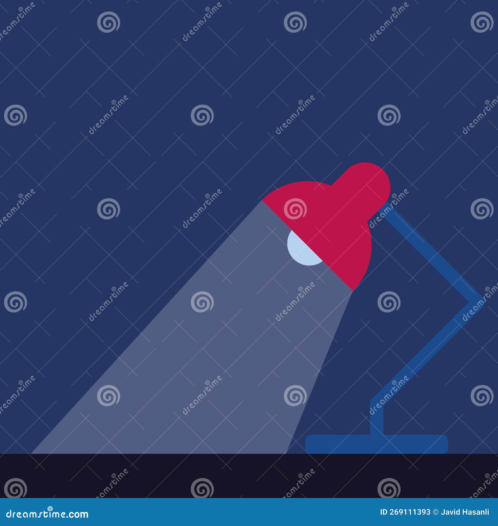 Night Study Desk Lamp. Vector Cartoon Illustration of Switch Off and on ...