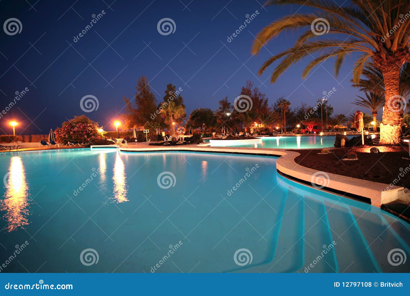 Night swimming pool stock photo. Image of holidays, journey - 12797108