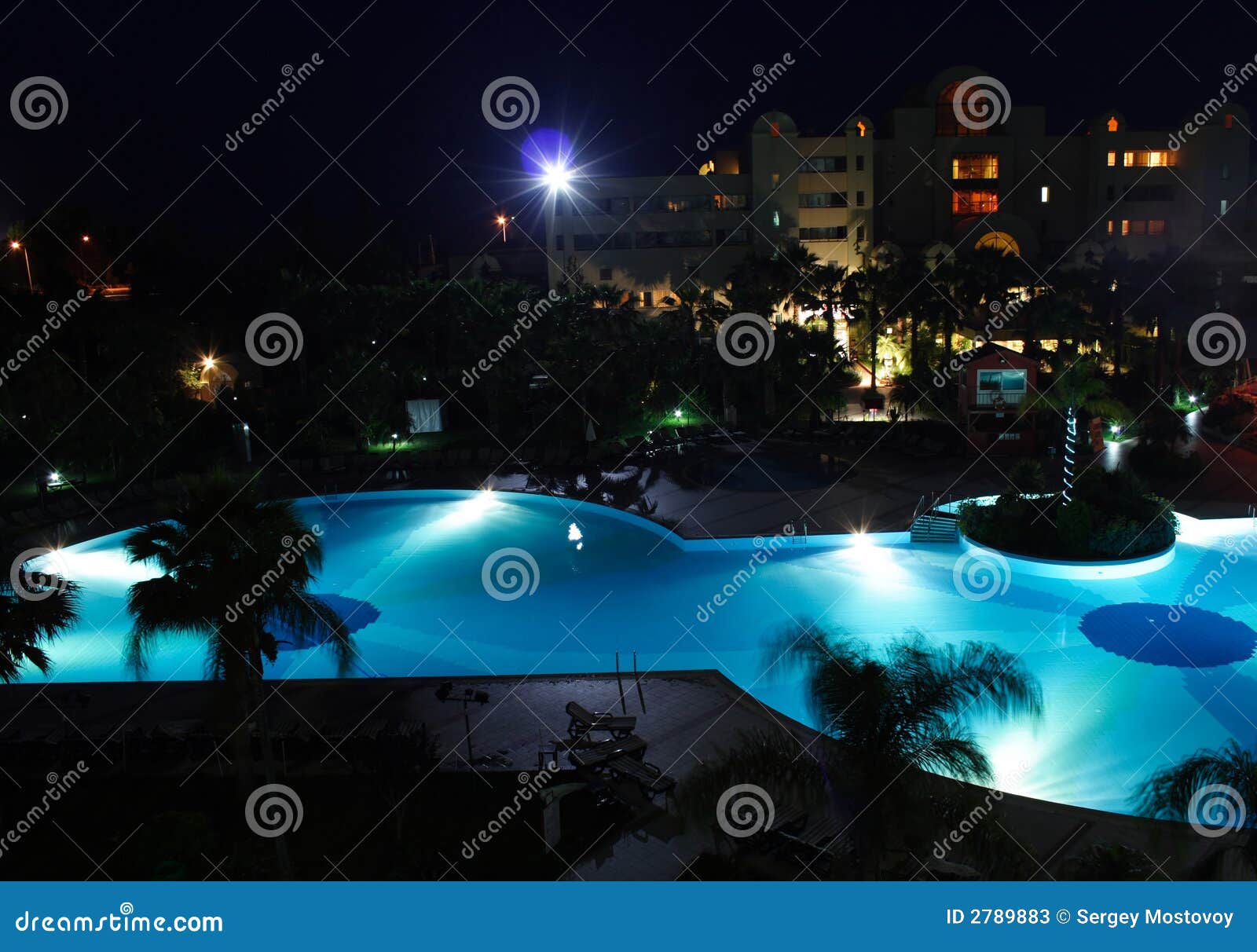 Night swimming-pool stock image. Image of swimming, hotel - 2789883