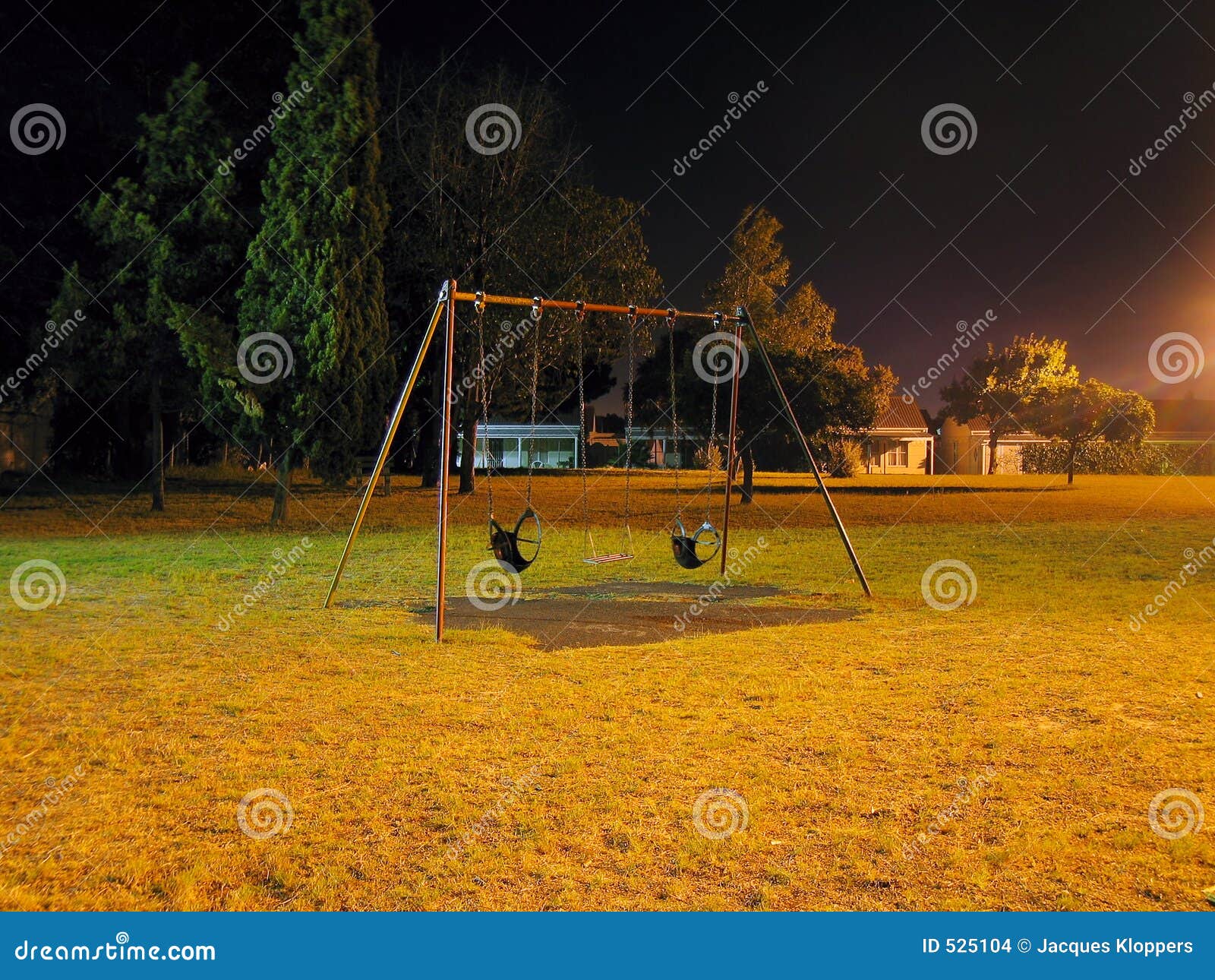 Night Swing stock photo. Image of chains, poles, dark, infrastructure ...