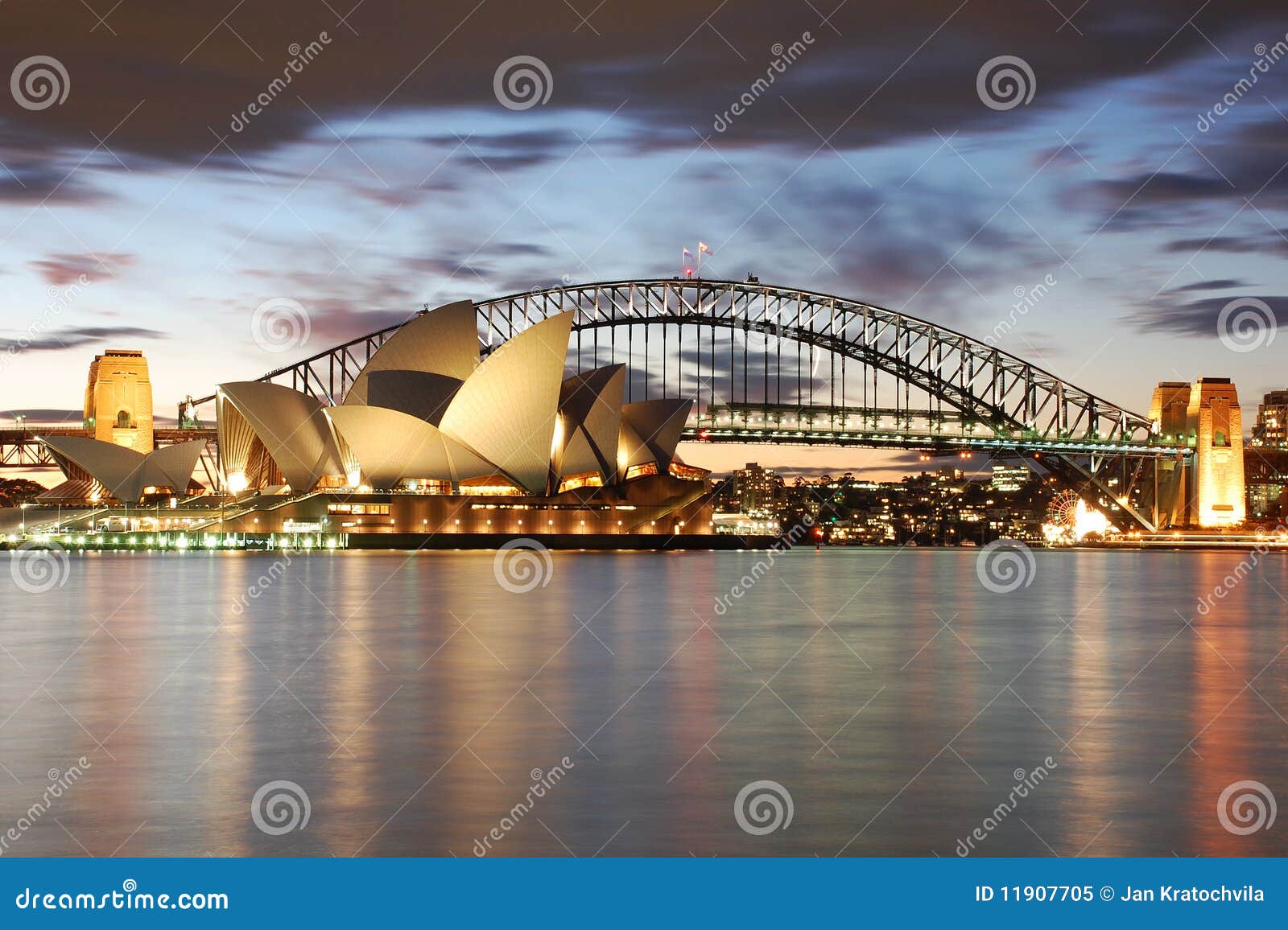 Night Sydney Opera House with Harbour Bridge Editorial Image - Image of ...