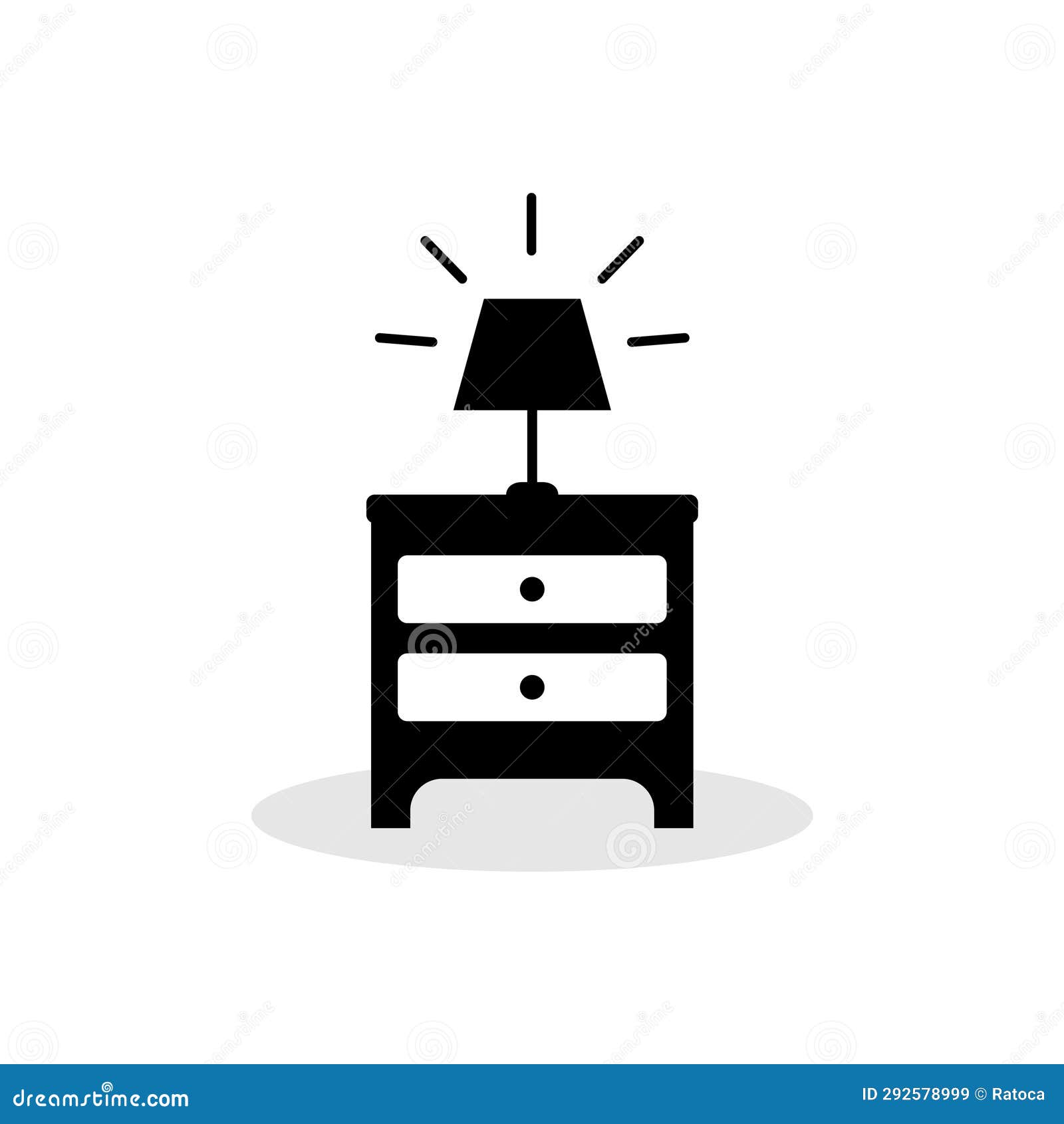 Night Table with Lamp Flat Illustration Stock Vector - Illustration of ...