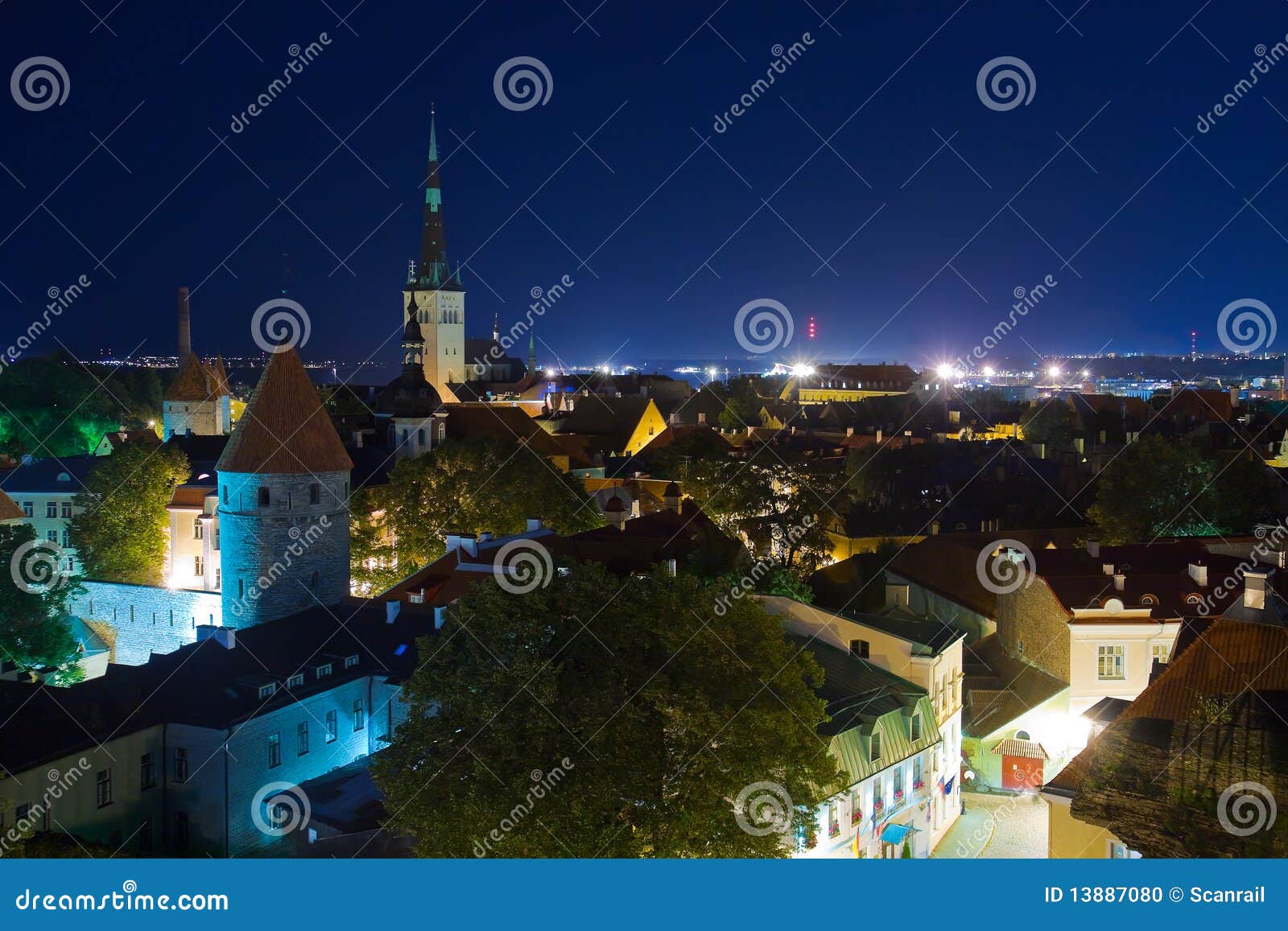 Night Tallinn panorama stock photo. Image of cathedral - 13887080