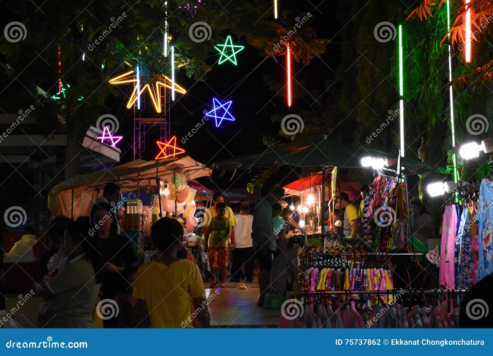 Night Temple Fair editorial photography. Image of thailand - 75737862