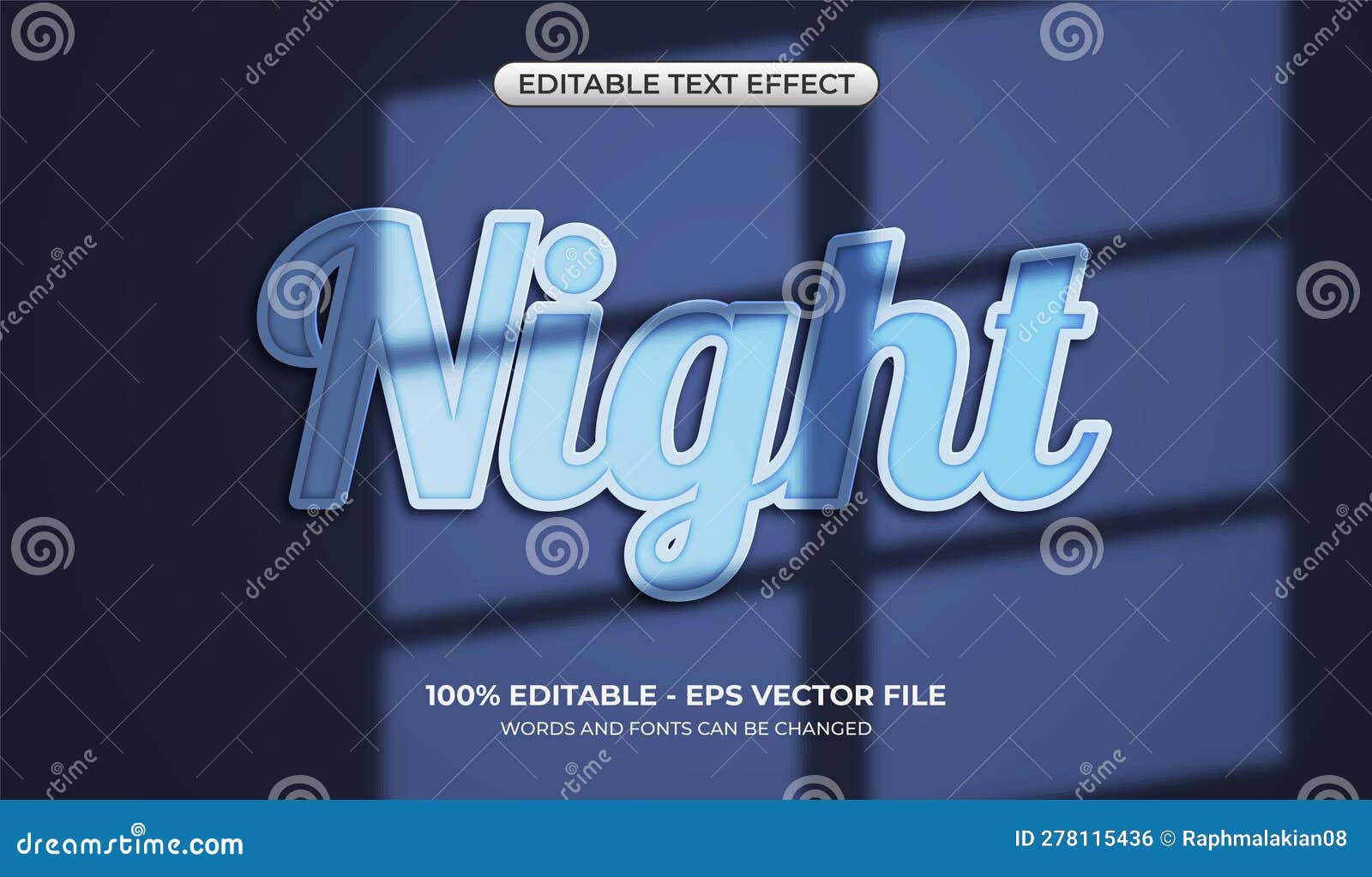 Night Text Effect with Moonlight Coming through the Window. Editable ...