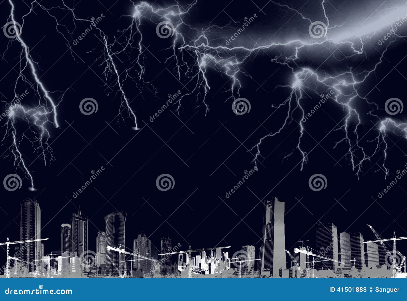 Night Thunderbolts and Lightening Stock Illustration - Illustration of ...