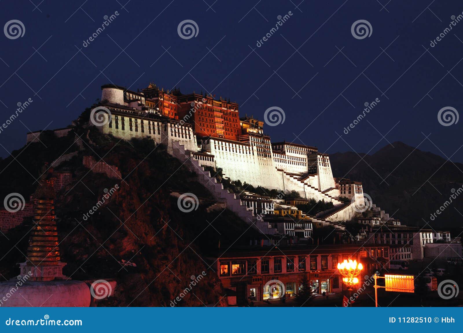 Night of Tibet Potala Palace Editorial Image - Image of mountain ...