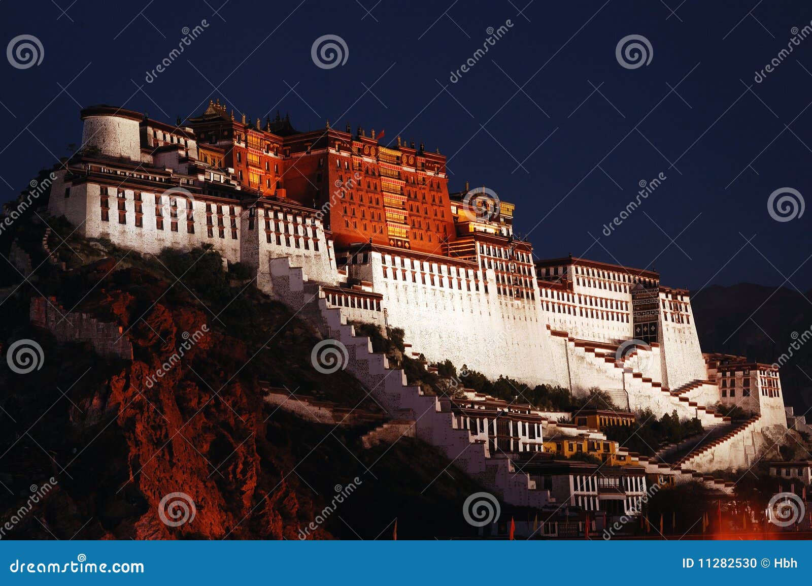 Night of Tibet Potala Palace Stock Photo - Image of lhasa, color: 11282530
