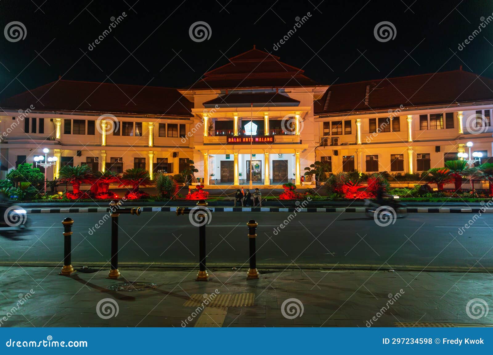 Night Time Atmosphere at City Hall in Malang City, East Java, Indonesia ...