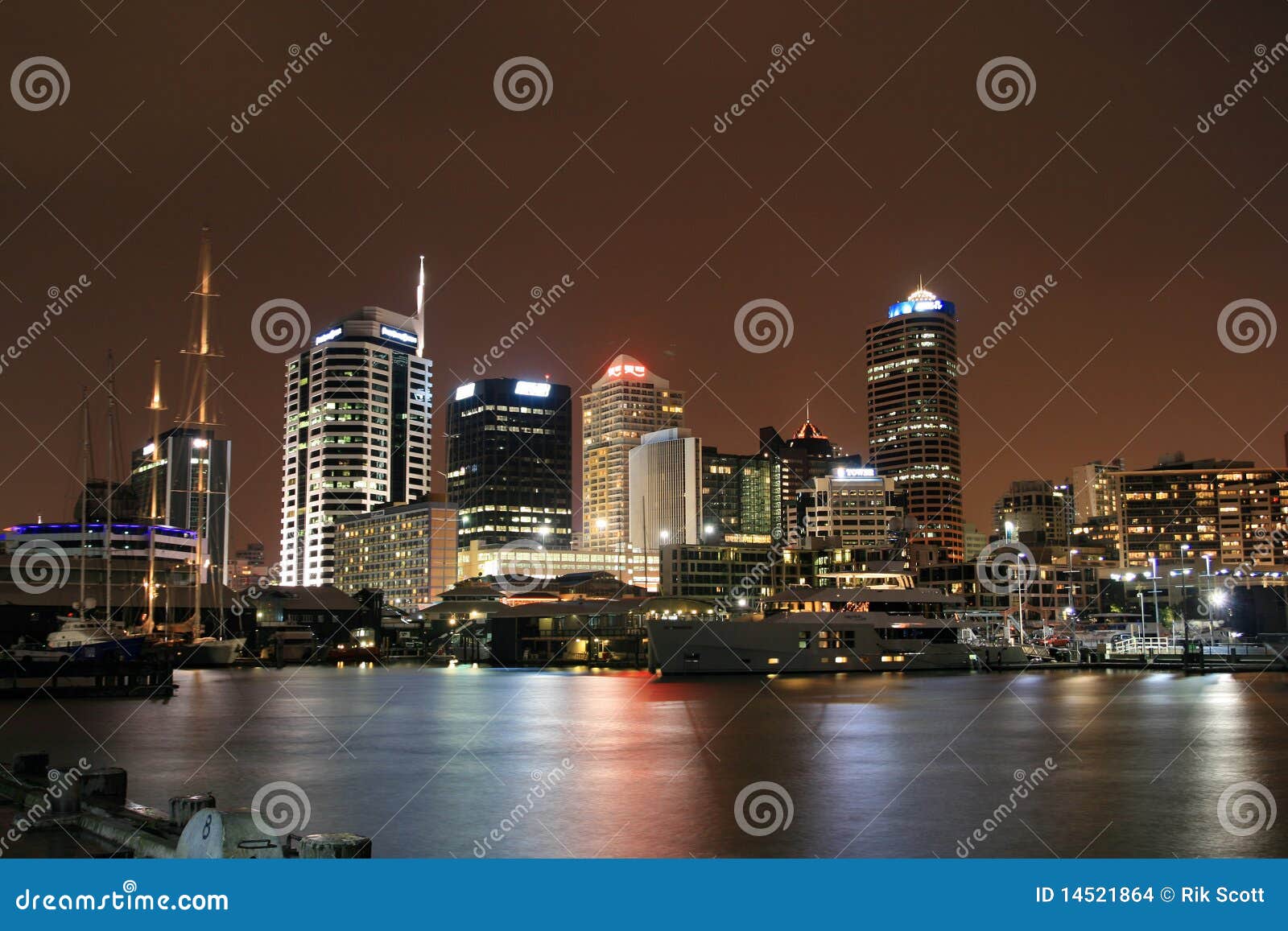 Night Time Cityscape stock photo. Image of water, glow - 14521864