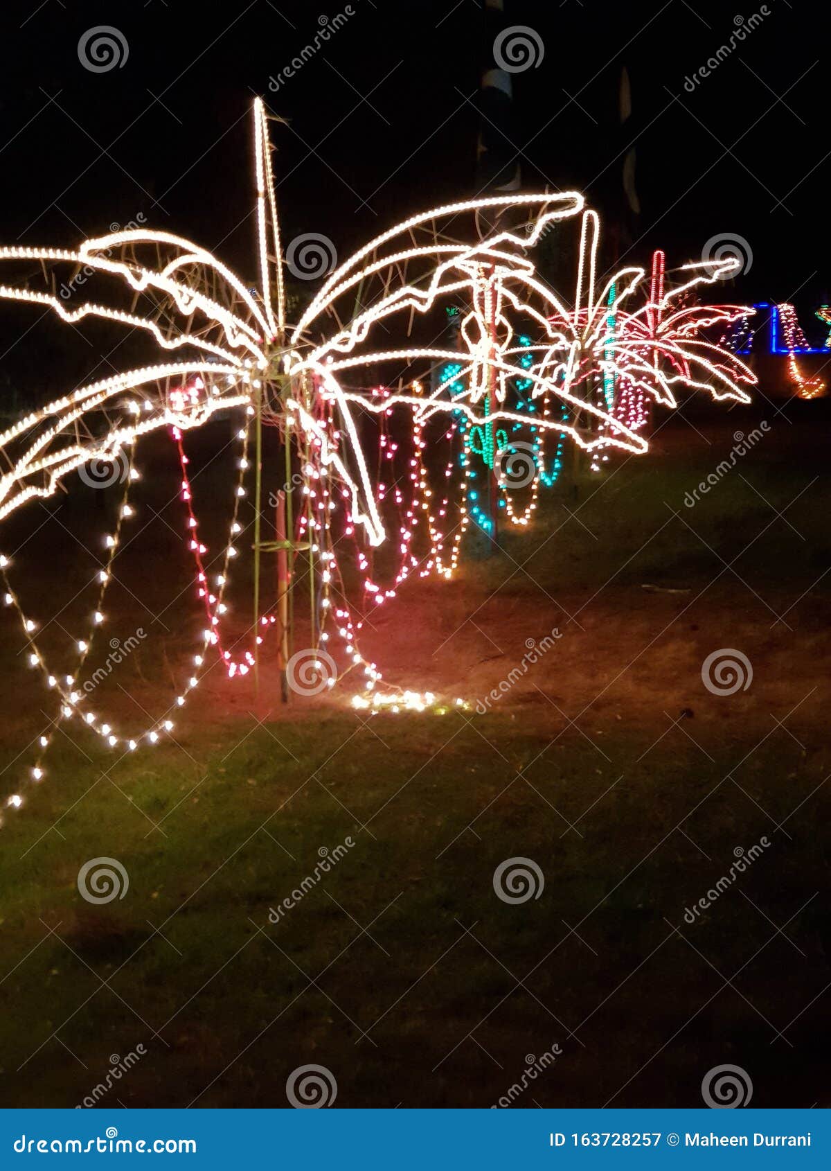 Night Time and Colourful Fairy Lights Stock Image - Image of colourful ...