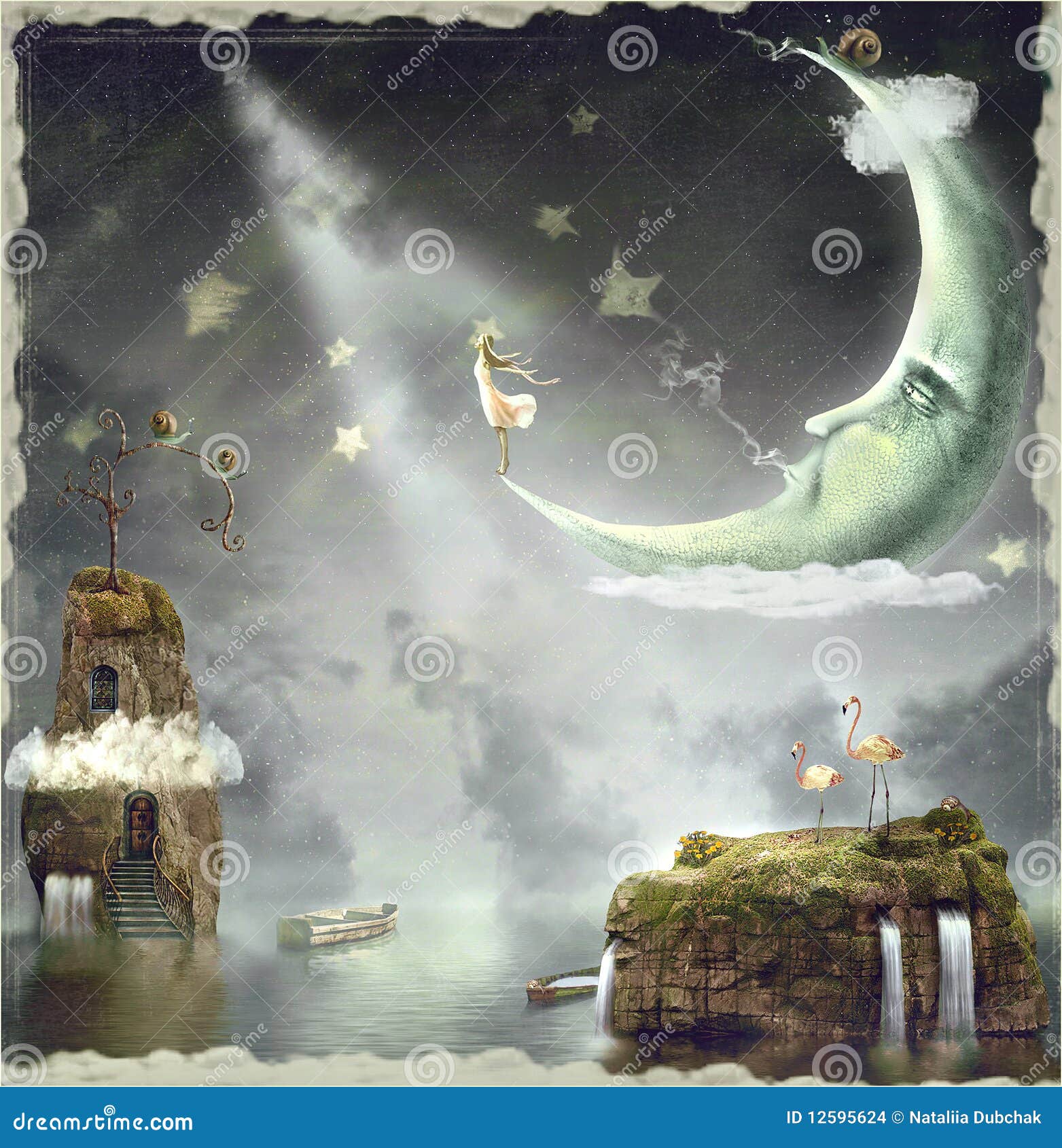 Night. Time of Miracles and Magic Stock Illustration - Illustration of ...