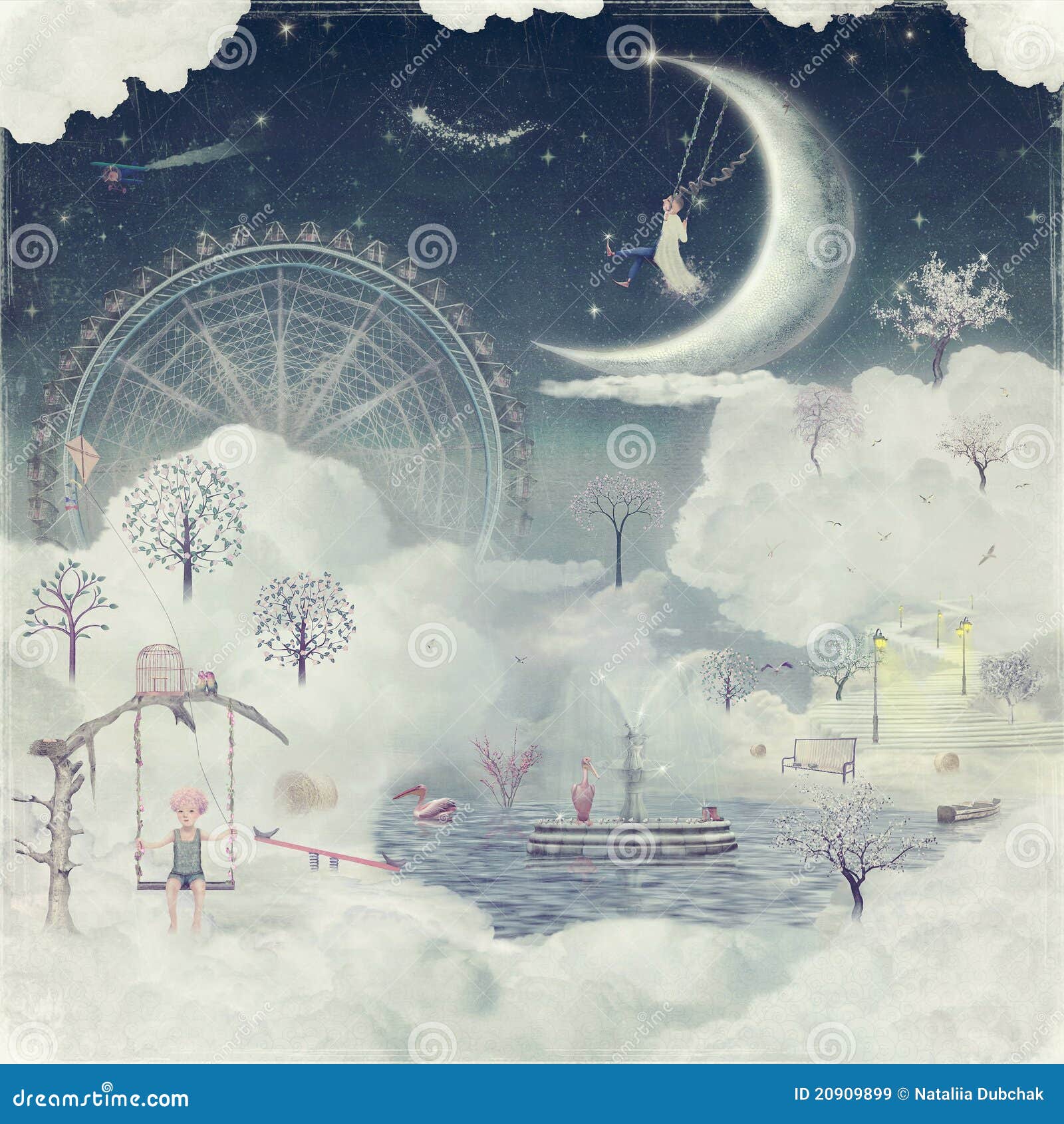 Night. Time of Miracles and Magic Stock Illustration - Illustration of ...