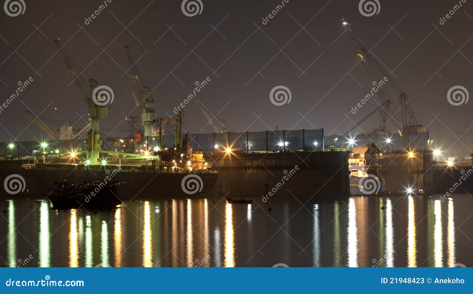 Night time in port stock image. Image of docked, dockyard - 21948423