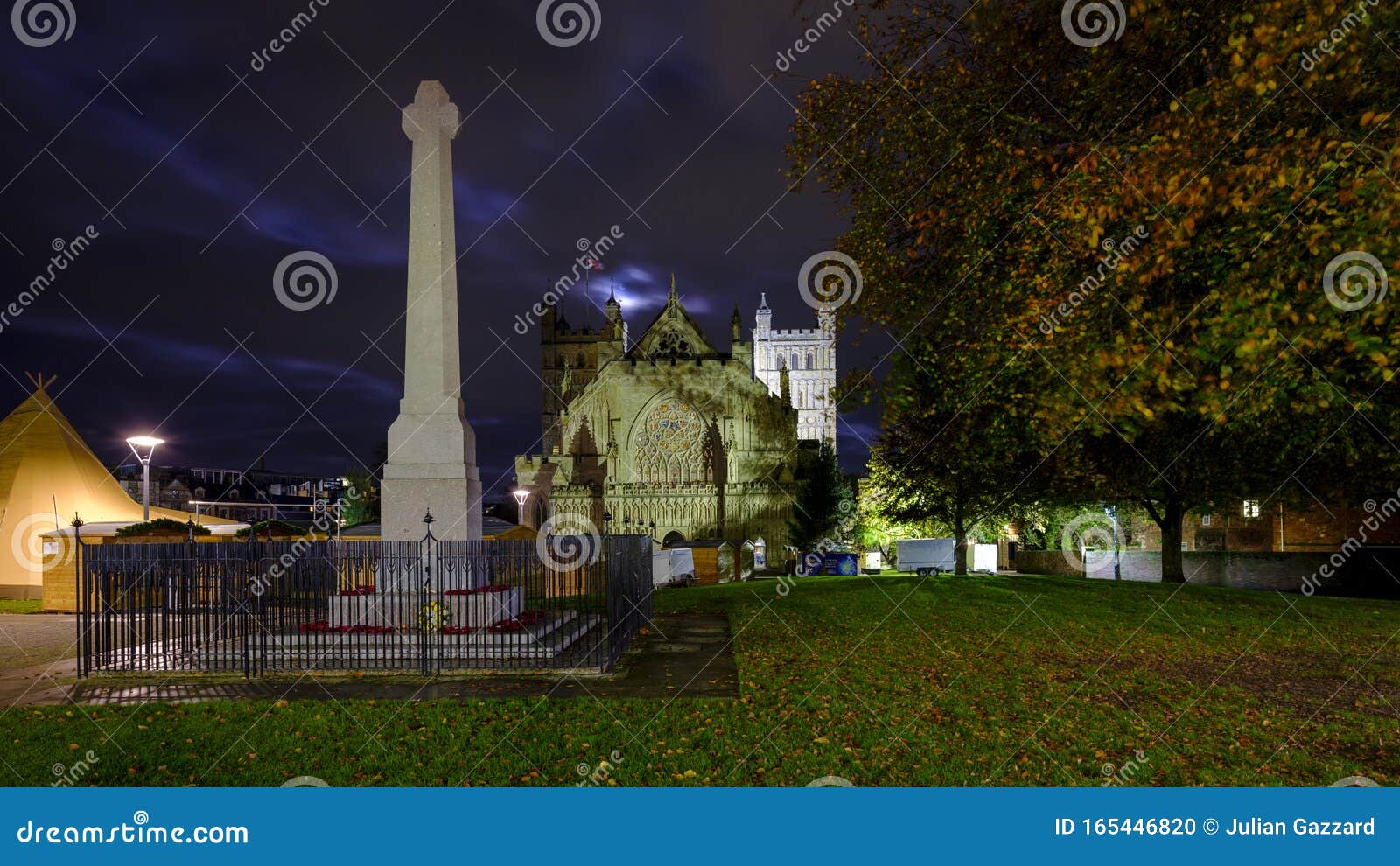 Night Time Shot of the West End of Exeter Cathedral Editorial Image ...