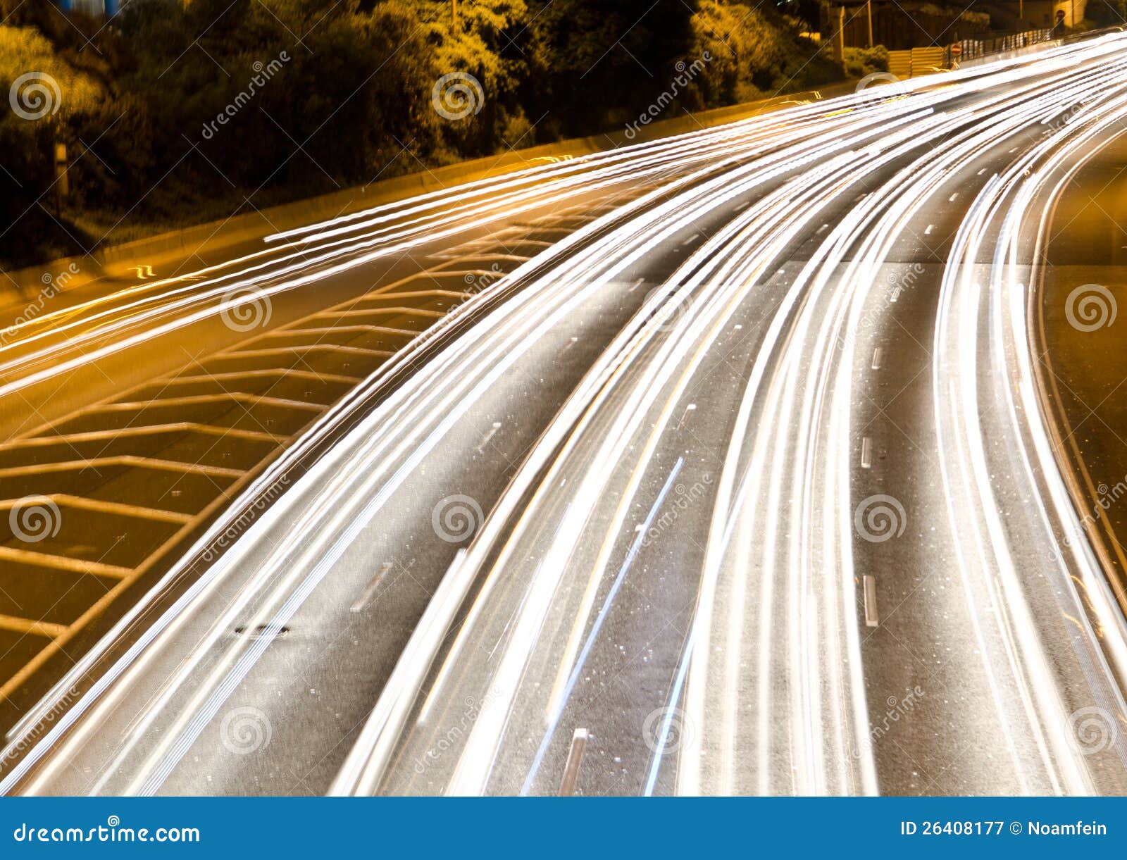 Night Time Traffic on a Highway Stock Image - Image of lane, blurred ...
