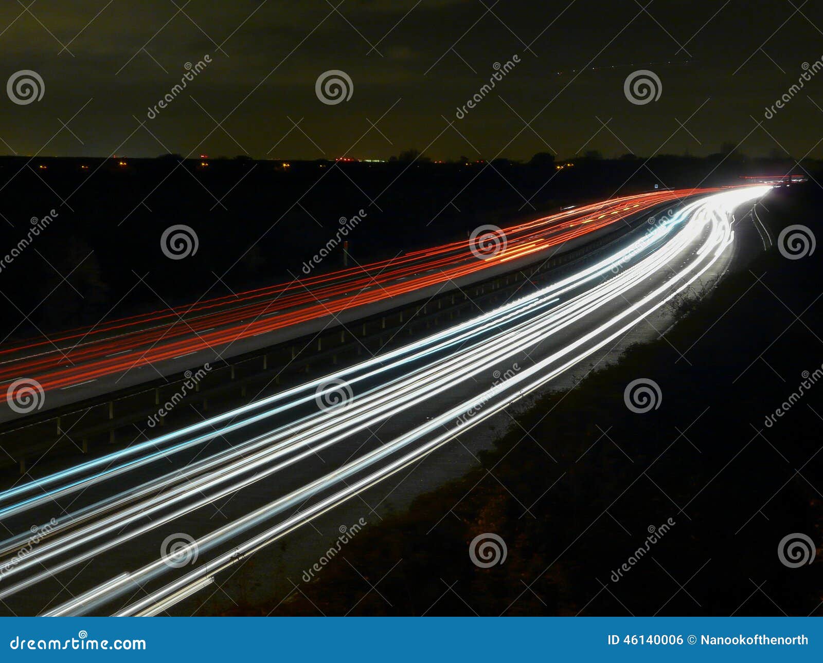 Night Time Traffic Light Trails Stock Photo - Image of distance ...