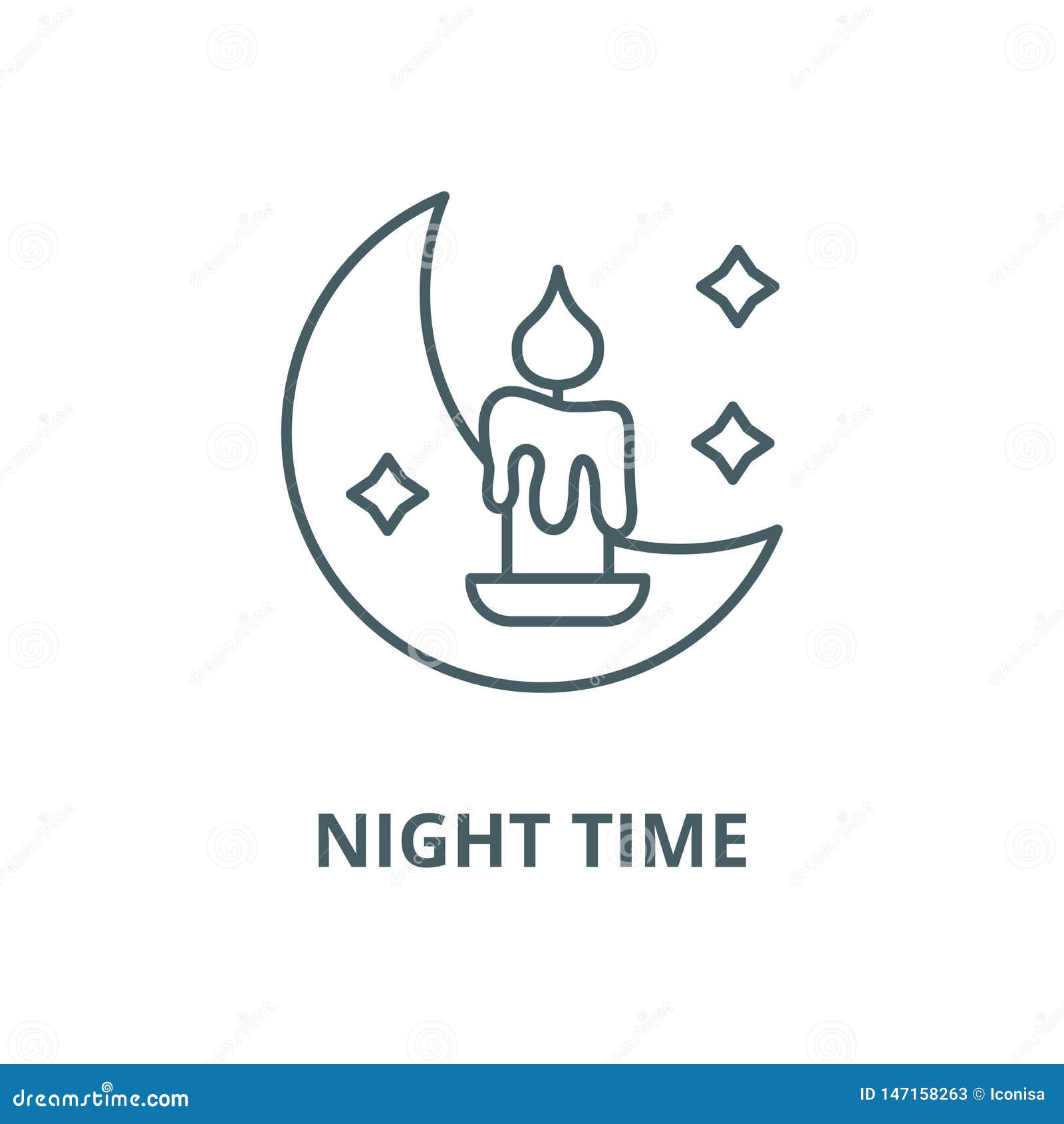 Night Time Vector Line Icon, Linear Concept, Outline Sign, Symbol Stock ...