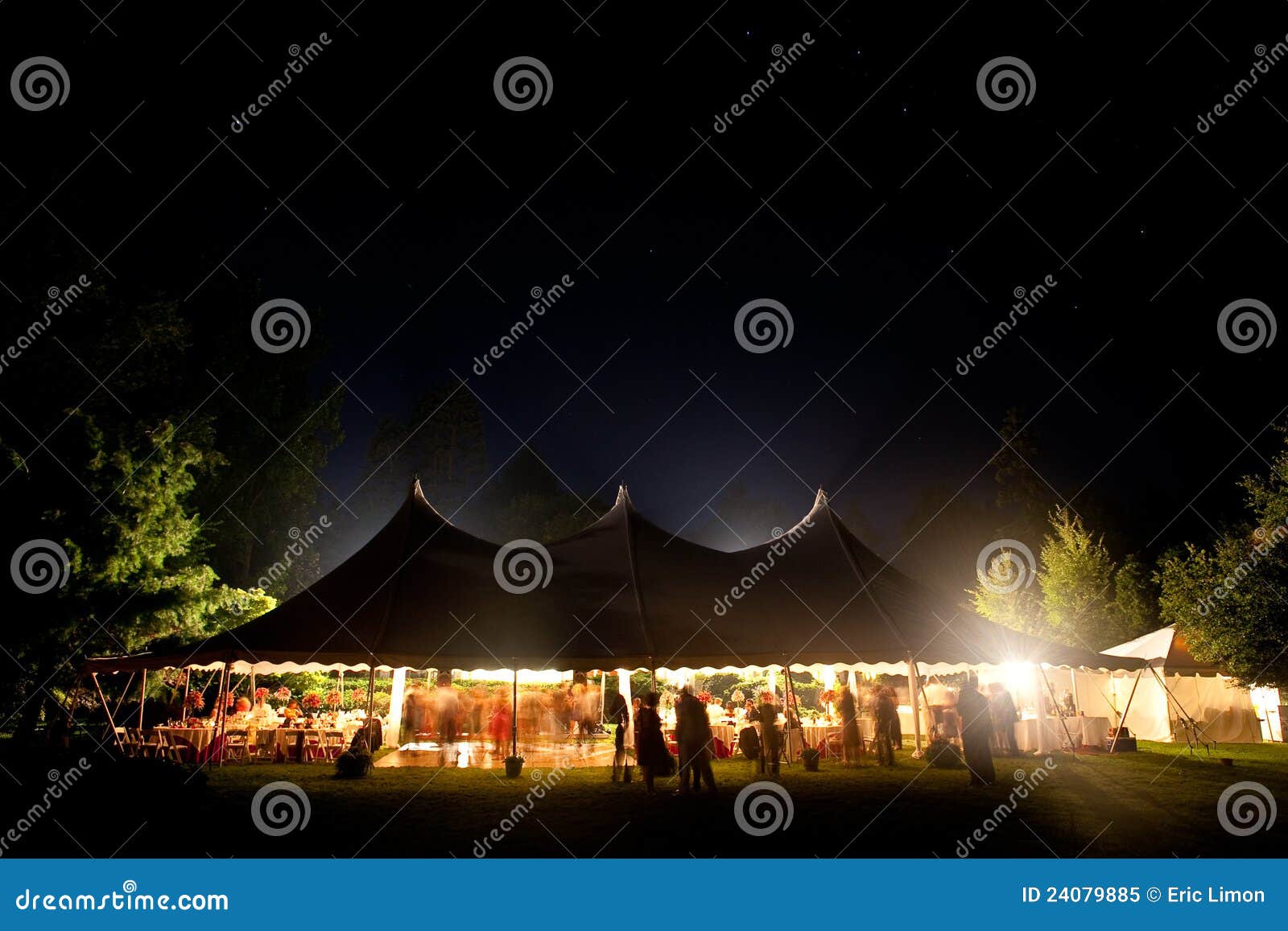Night Time Wedding Tent with Stars Visible. Stock Image - Image of ...