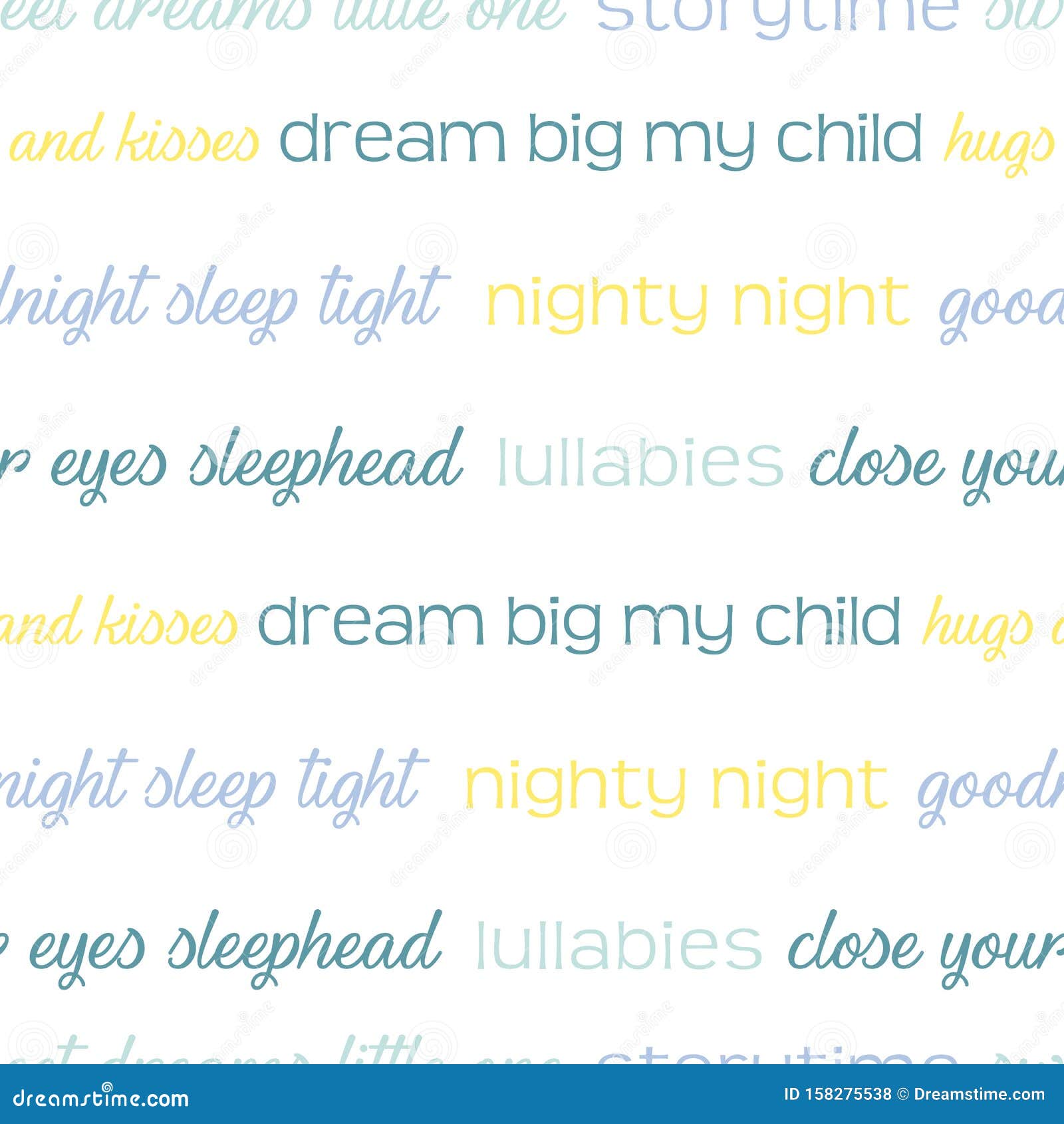 Night Time Words Typography Vector Repeat Pattern Stock Illustration ...