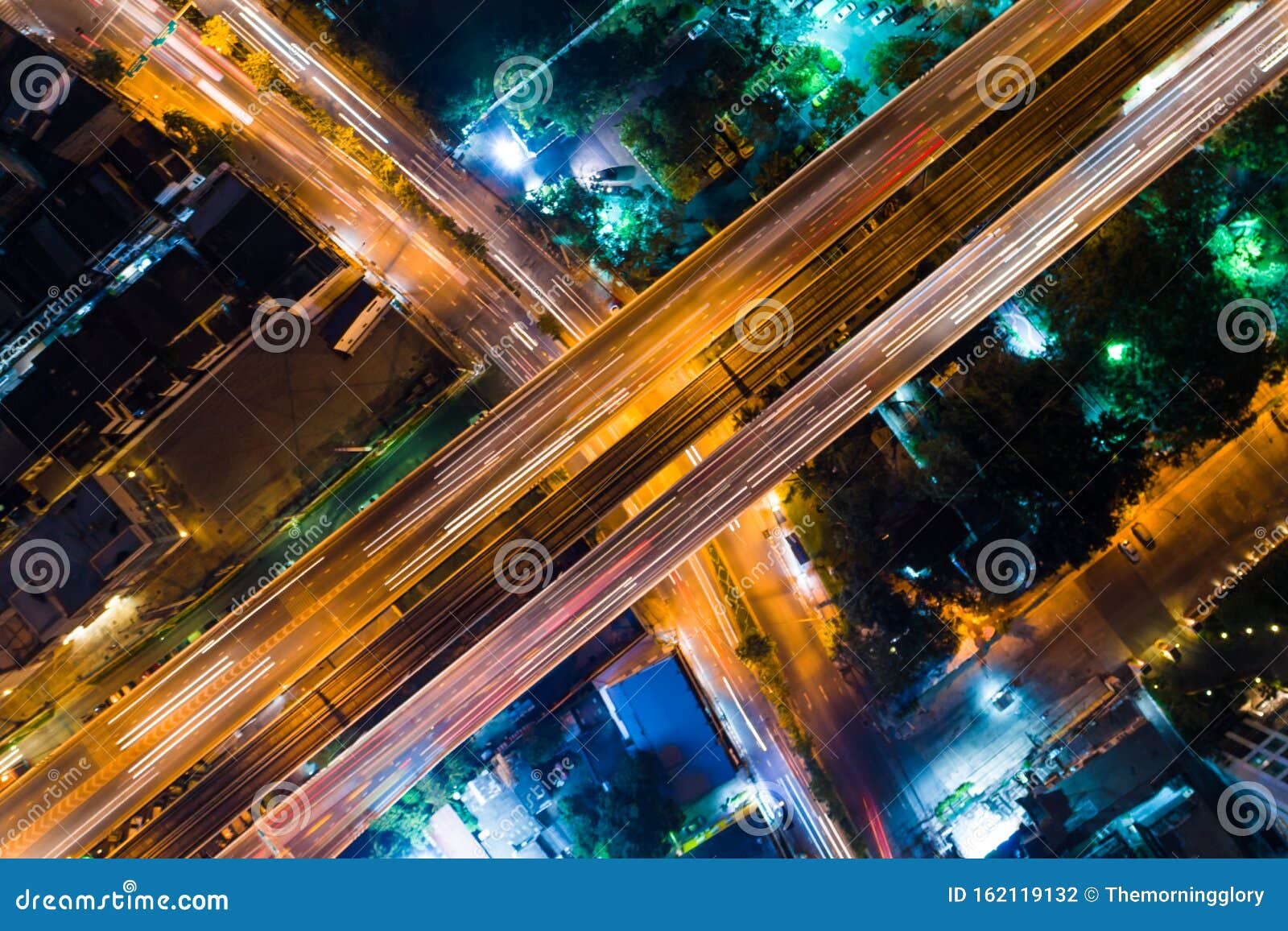 Night Traffic 3 Angle Junction Road with Car Light Stock Photo - Image ...