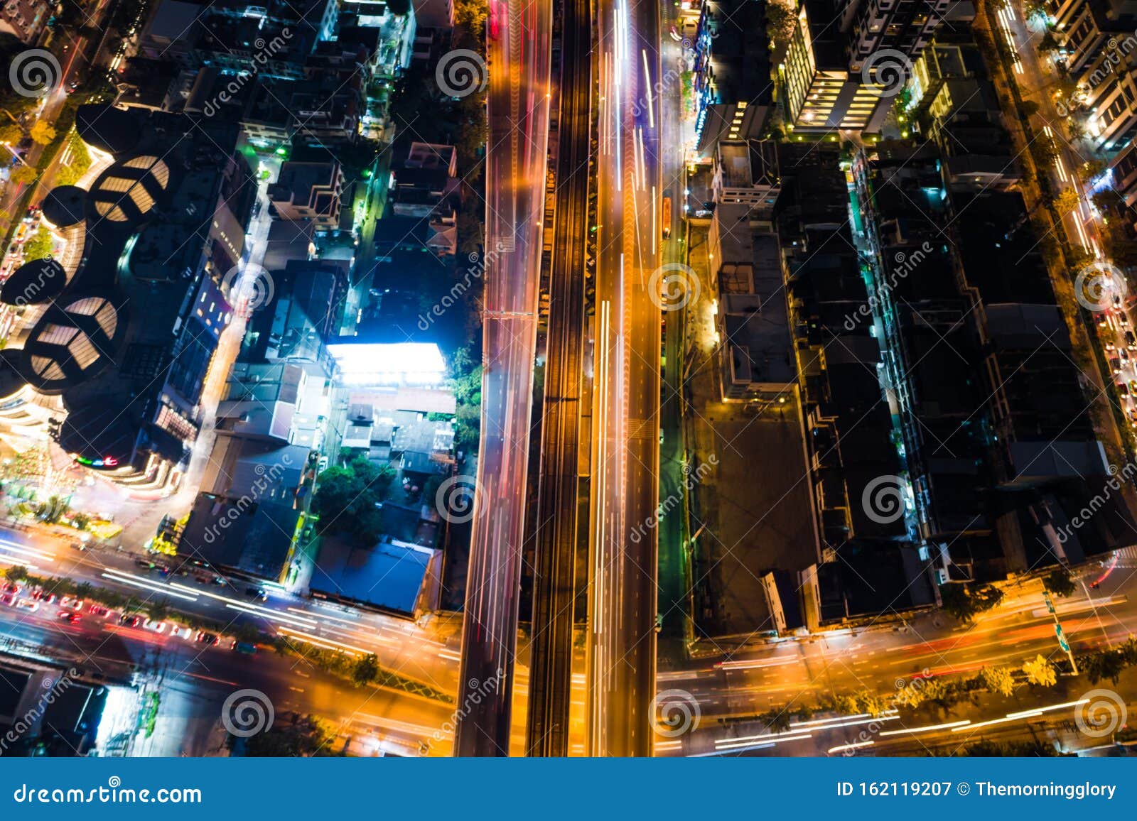 Night Traffic 3 Angle Junction Road with Car Light Stock Image - Image ...