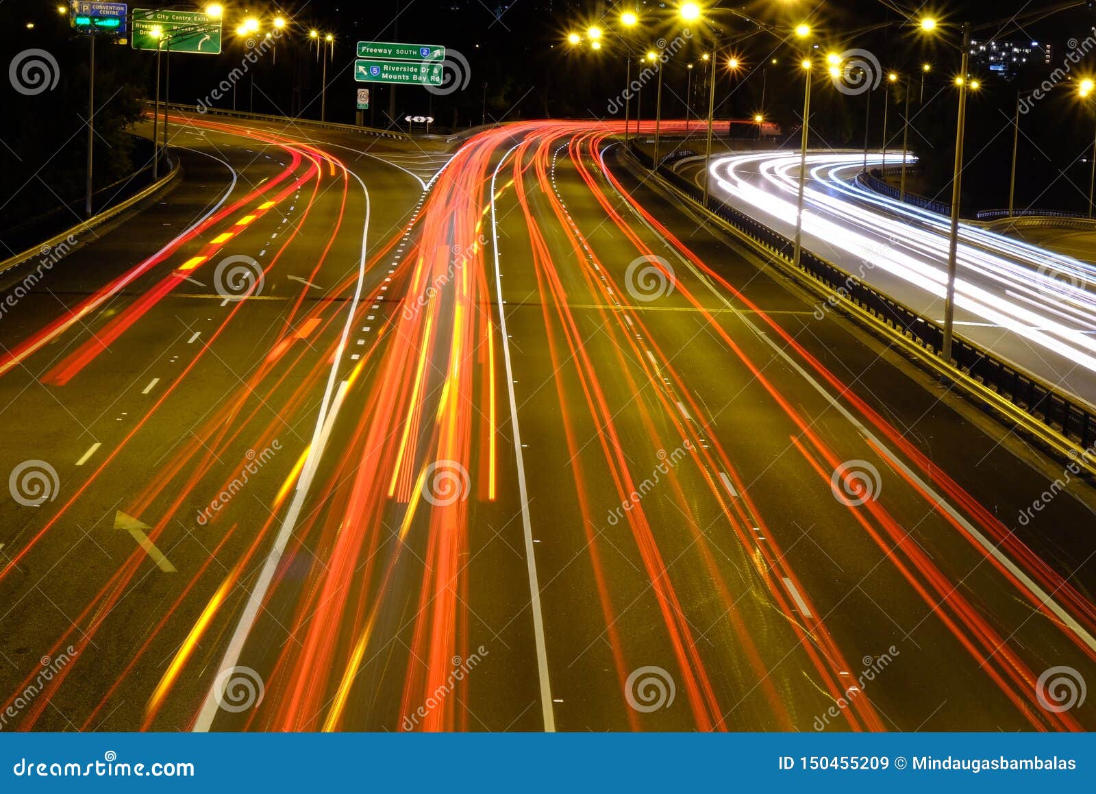 Night Traffic in the Big City Perth Stock Image - Image of city, light ...