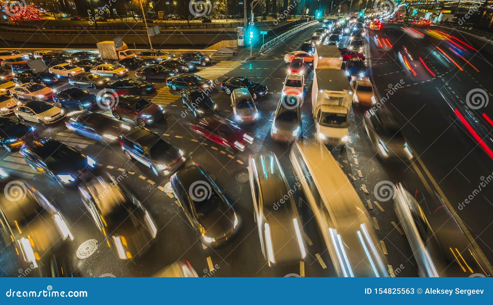Night Traffic Jam on the Crossroad Editorial Stock Photo - Image of ...