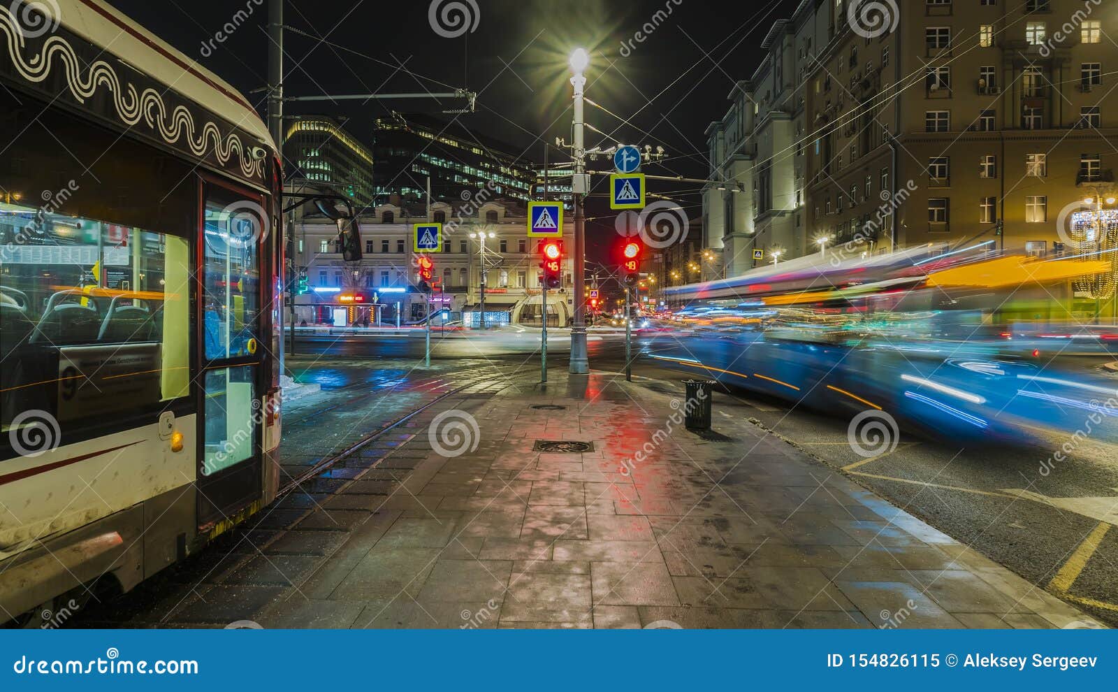 Night Traffic Jam on the Crossroad Stock Image - Image of automobile ...