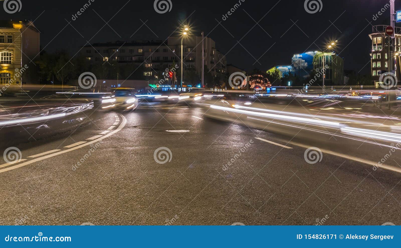 Night Traffic Jam on the Crossroad Stock Image - Image of blocked, move ...
