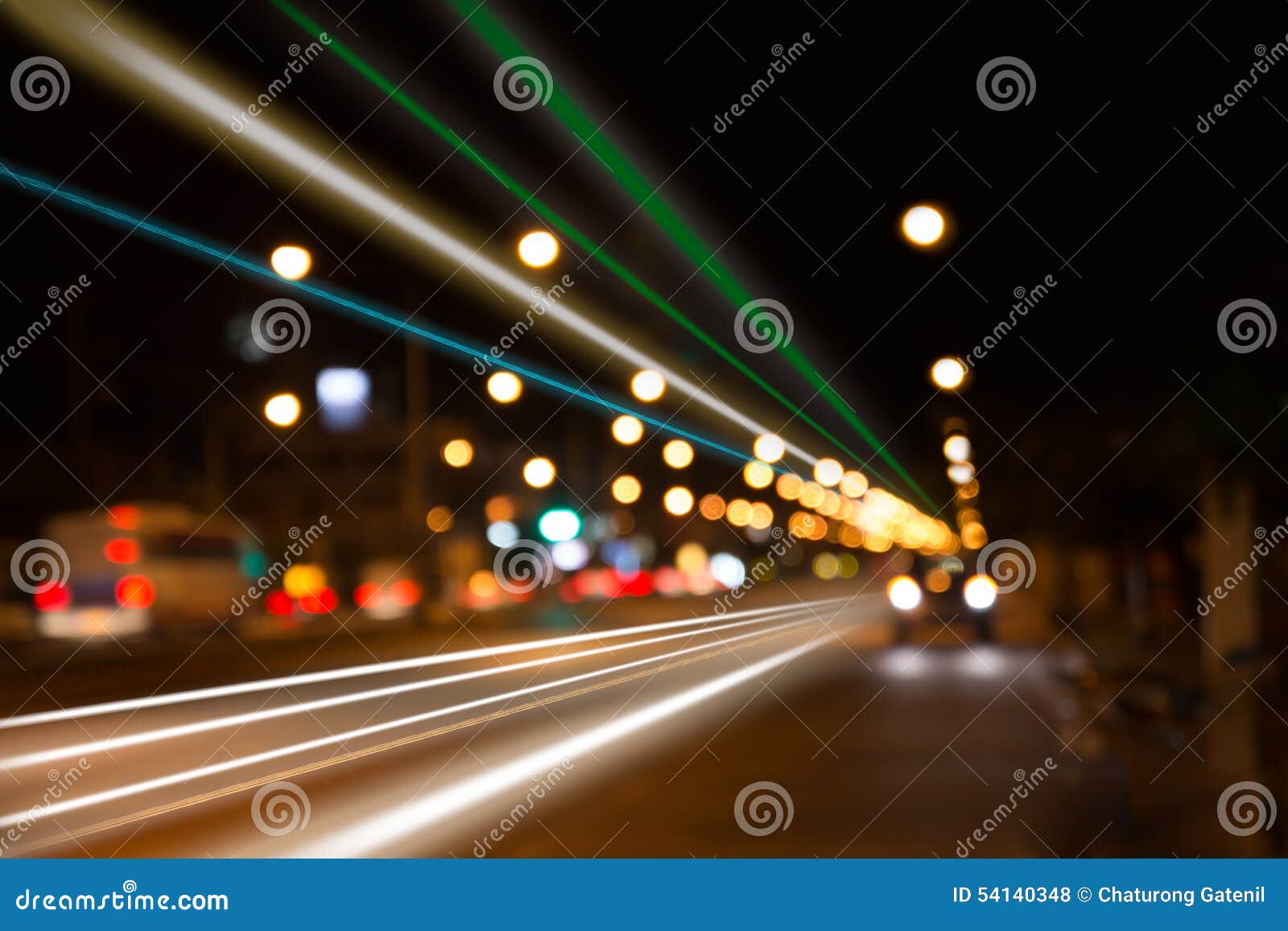 Night Traffic Lights at Intersection. Stock Photo - Image of background ...