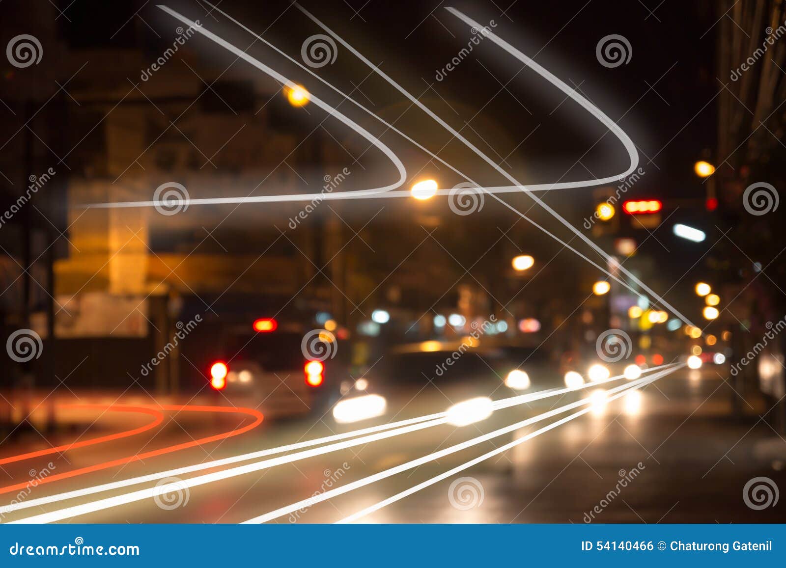 Night Traffic Lights at Intersection. Stock Photo - Image of background ...