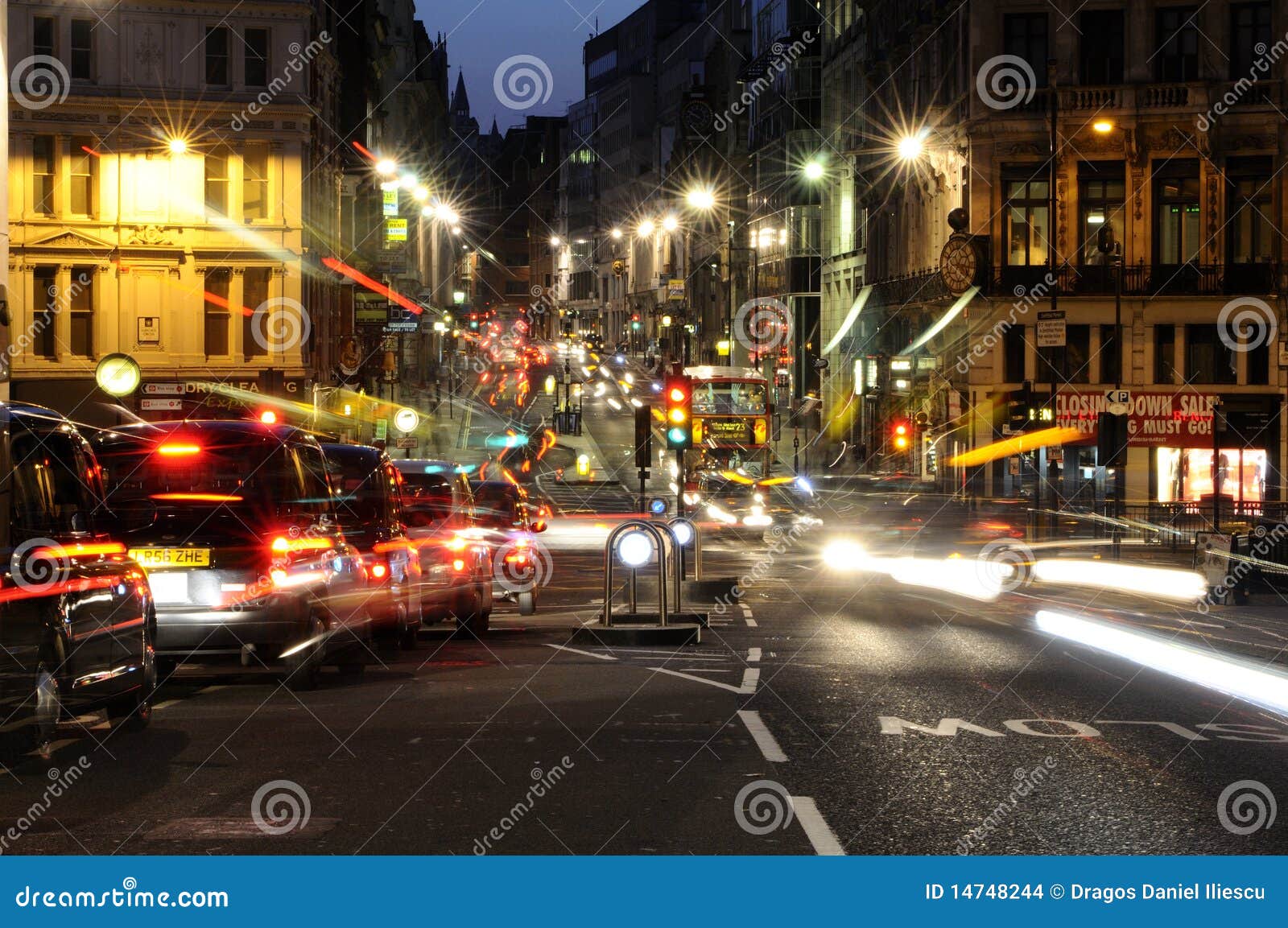 Night traffic in London editorial stock image. Image of blue - 14748244
