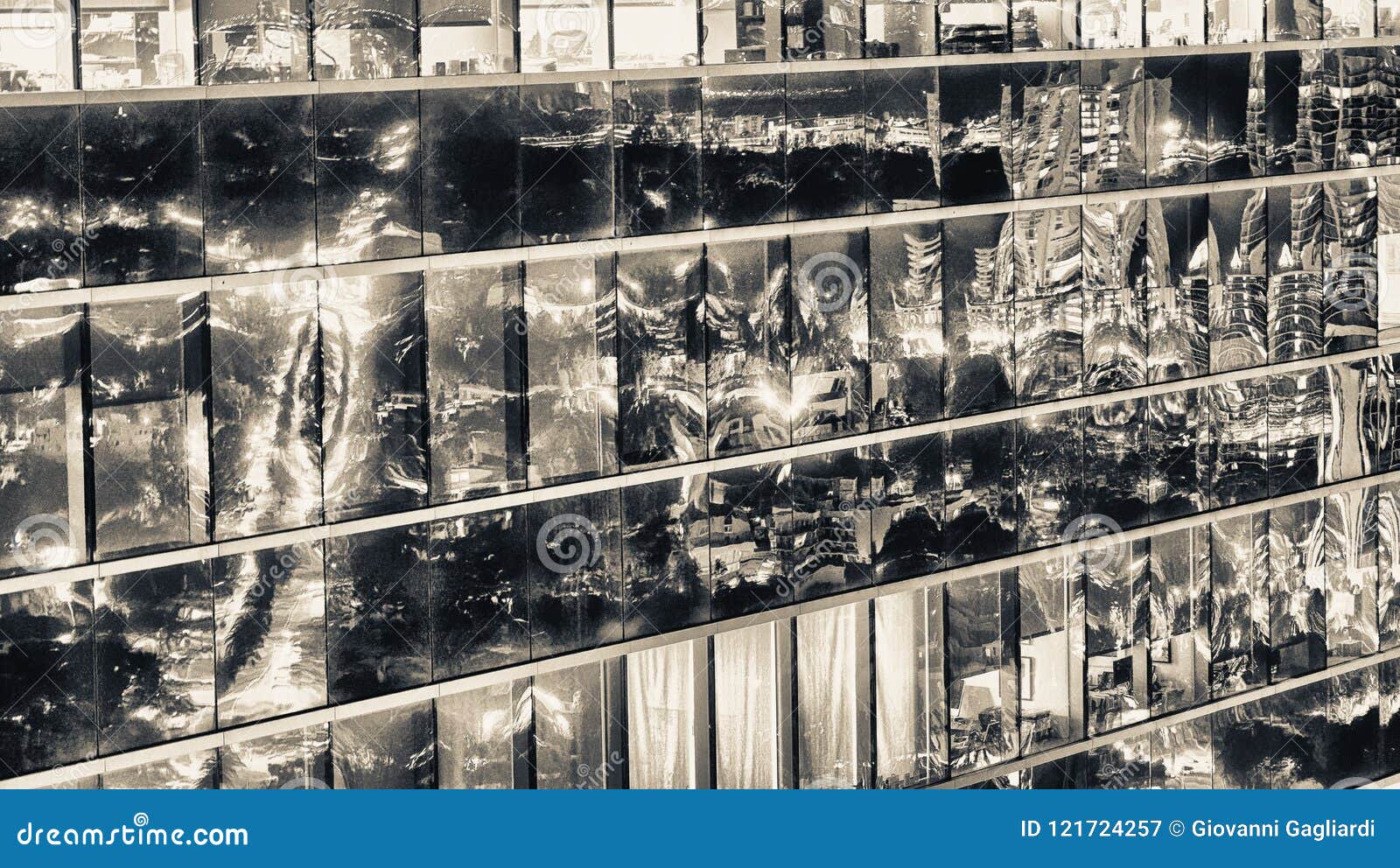 Night Traffic Reflections in Modern Skyscraper Windows Stock Image ...