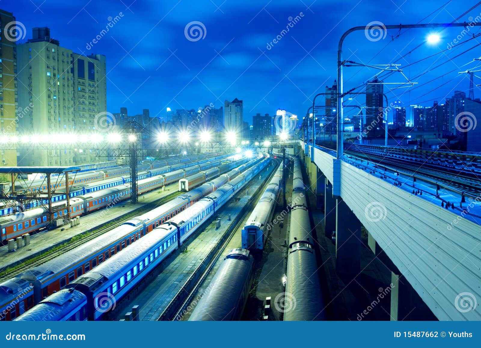 Night Train stock photo. Image of elevated, blur, glowing - 15487662