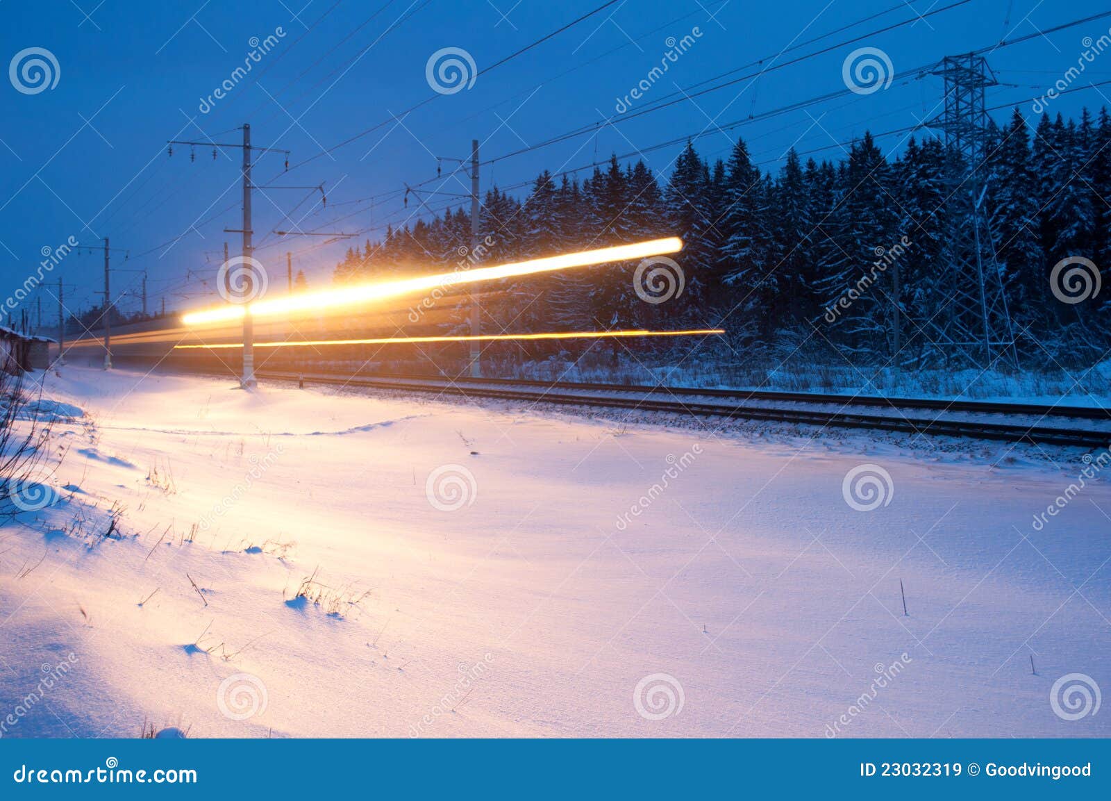 Night train stock image. Image of accelerating, railway - 23032319