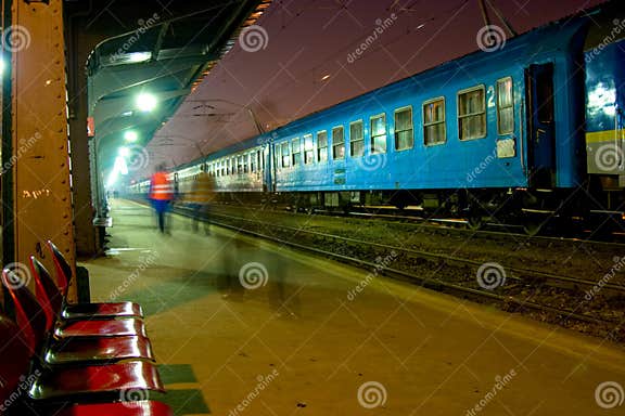 Night train station stock photo. Image of speed, rails - 1920648