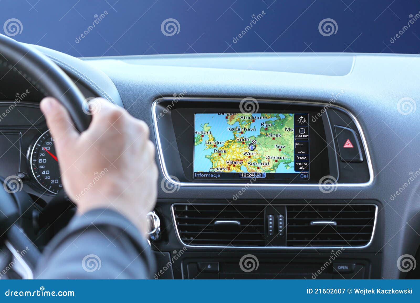 Night travel with gps stock image. Image of hand, palm - 21602607