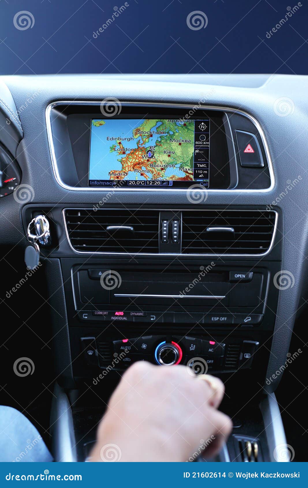 Night travel with gps stock photo. Image of hand, console - 21602614