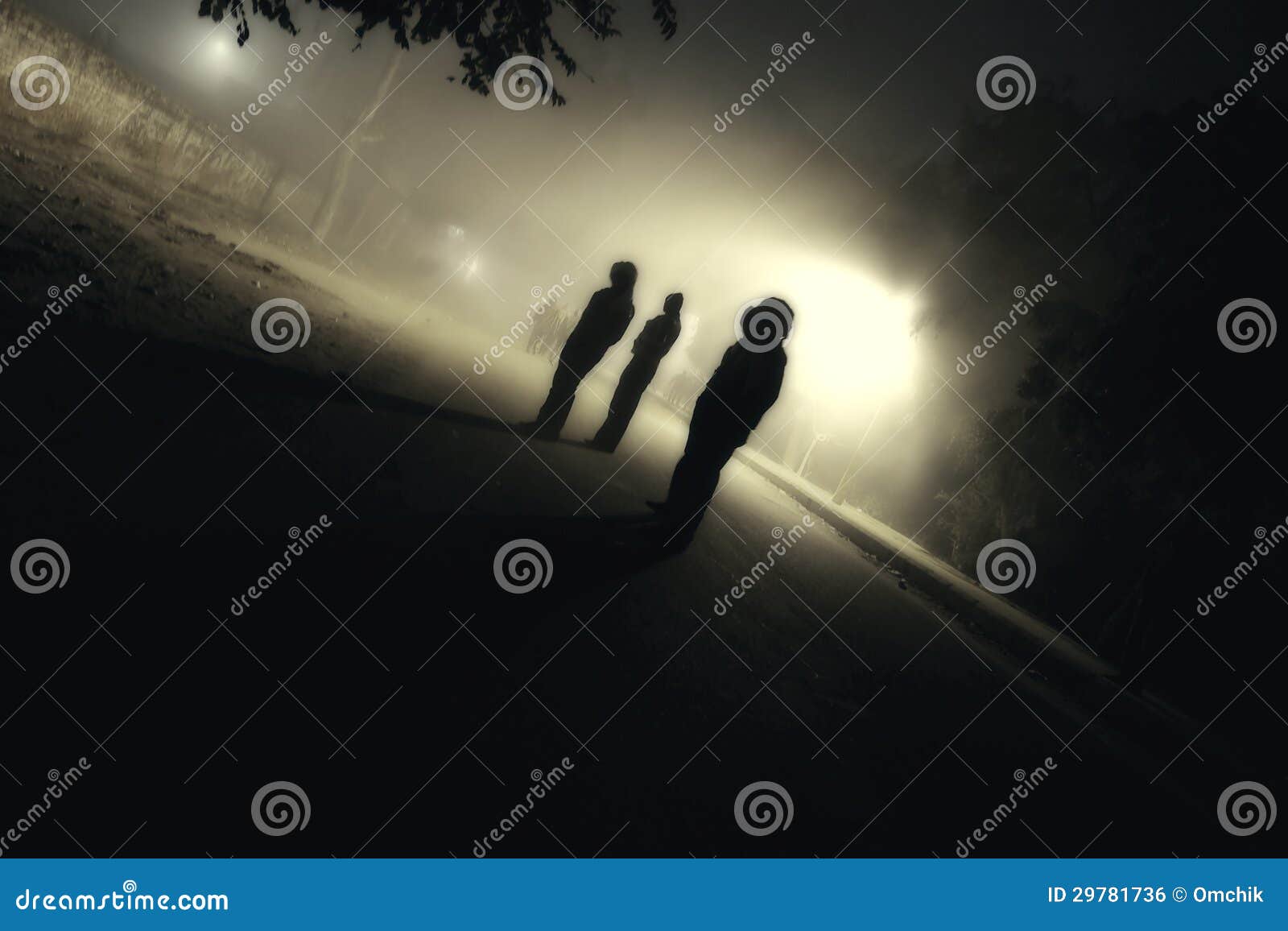 Mystic Silhouettes in the Mist Stock Photo - Image of people, backlight ...