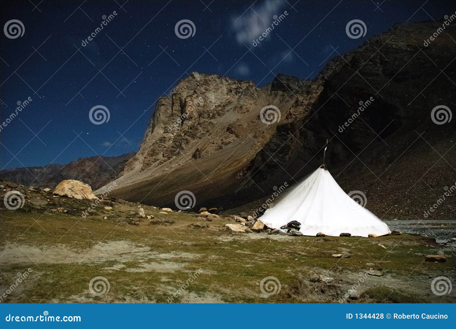 Night trekking camp stock photo. Image of mountaineer - 1344428