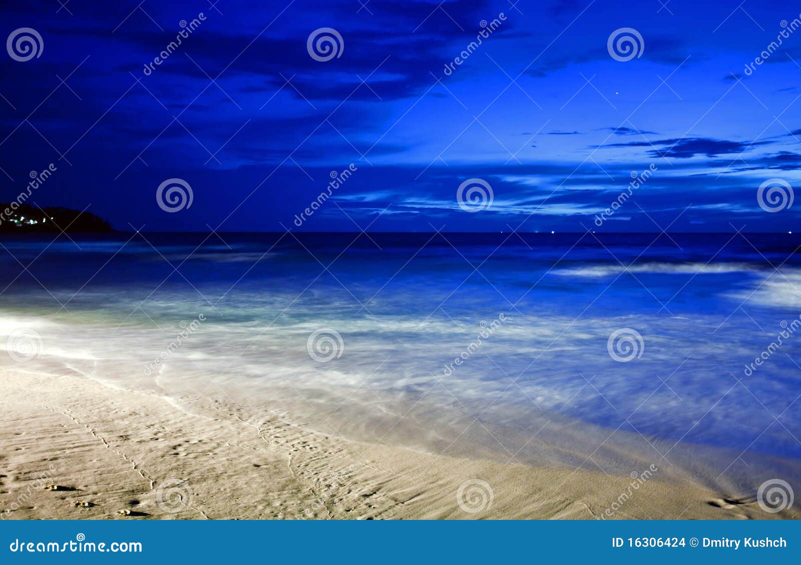 Night at tropical beach stock photo. Image of blue, color - 16306424
